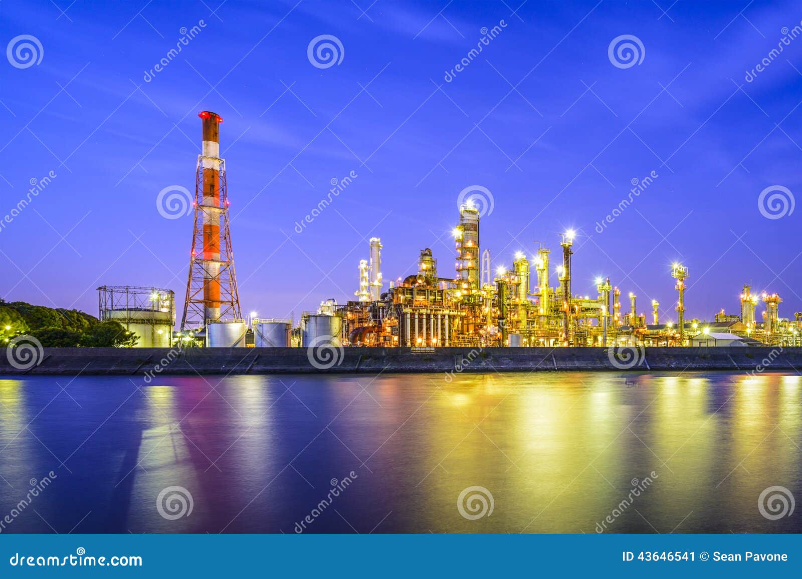 Refineries on a River stock image. Image of industrial - 43646541