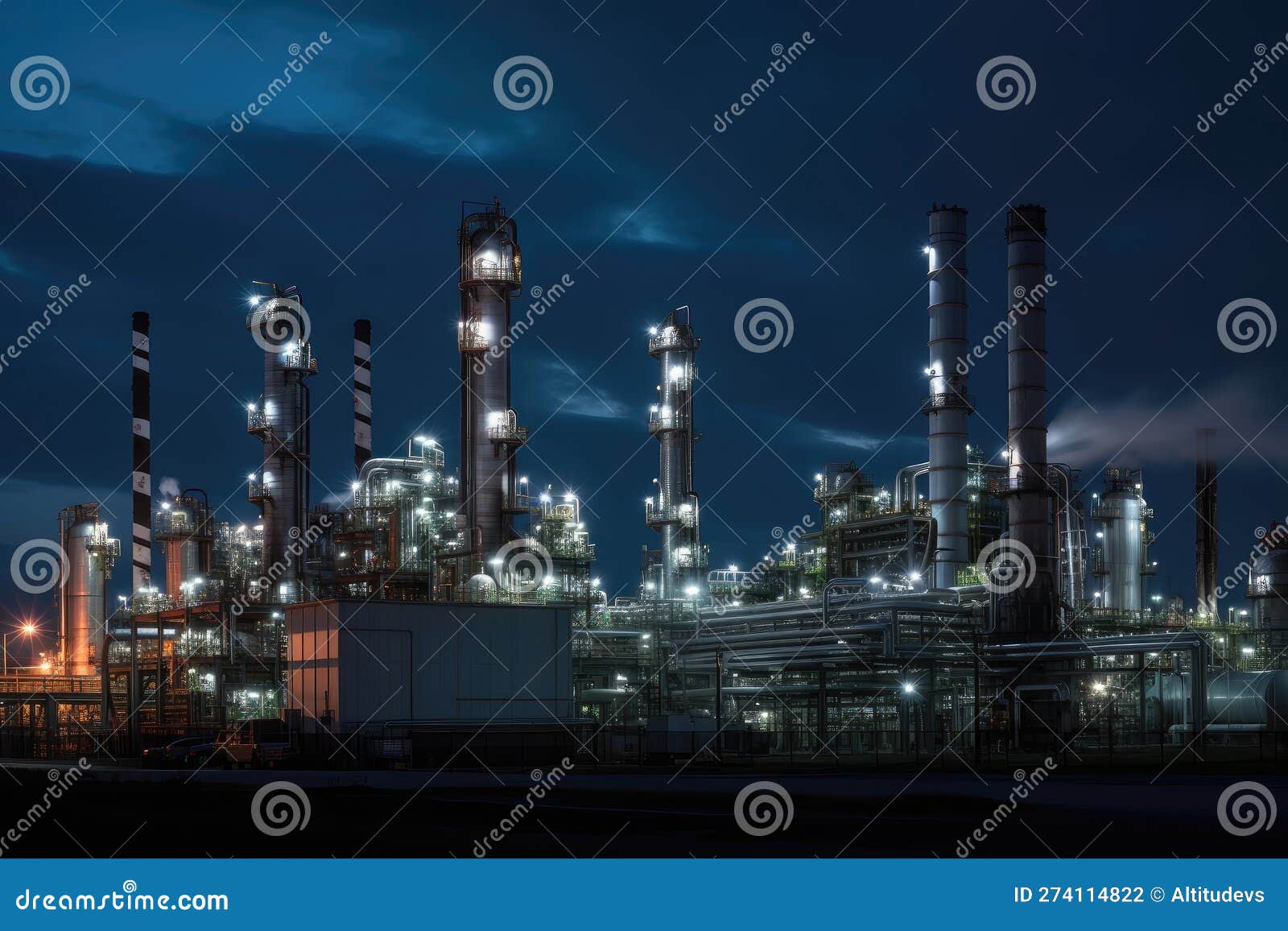 Refinery, with Complex Network of Pipes and Machinery Extracting ...