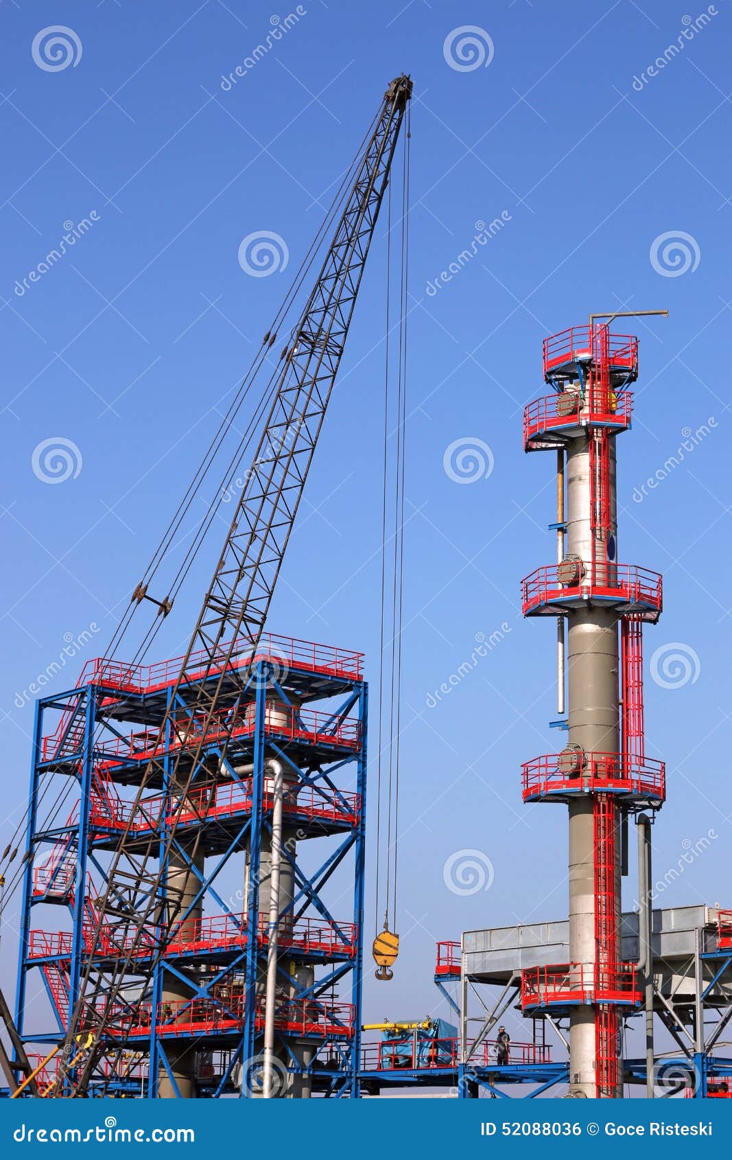 Refinery Construction Site with Crane Stock Photo - Image of power ...