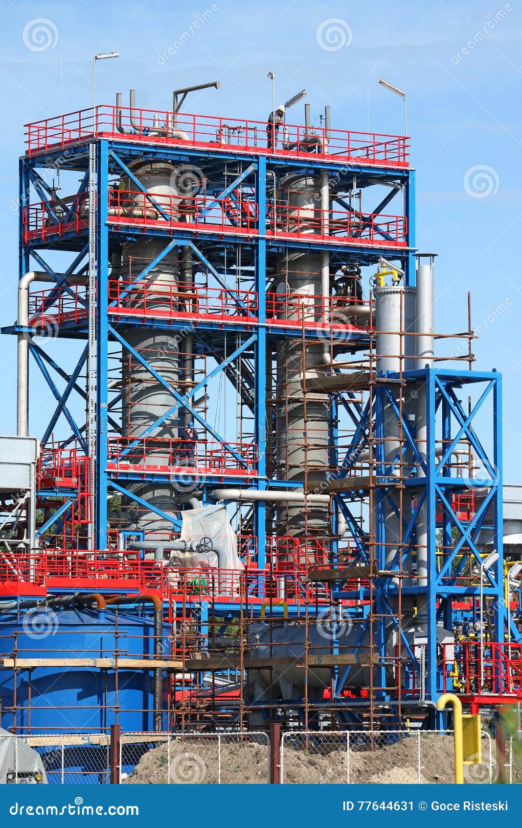 Refinery Construction Site with Workers Stock Image - Image of industry ...