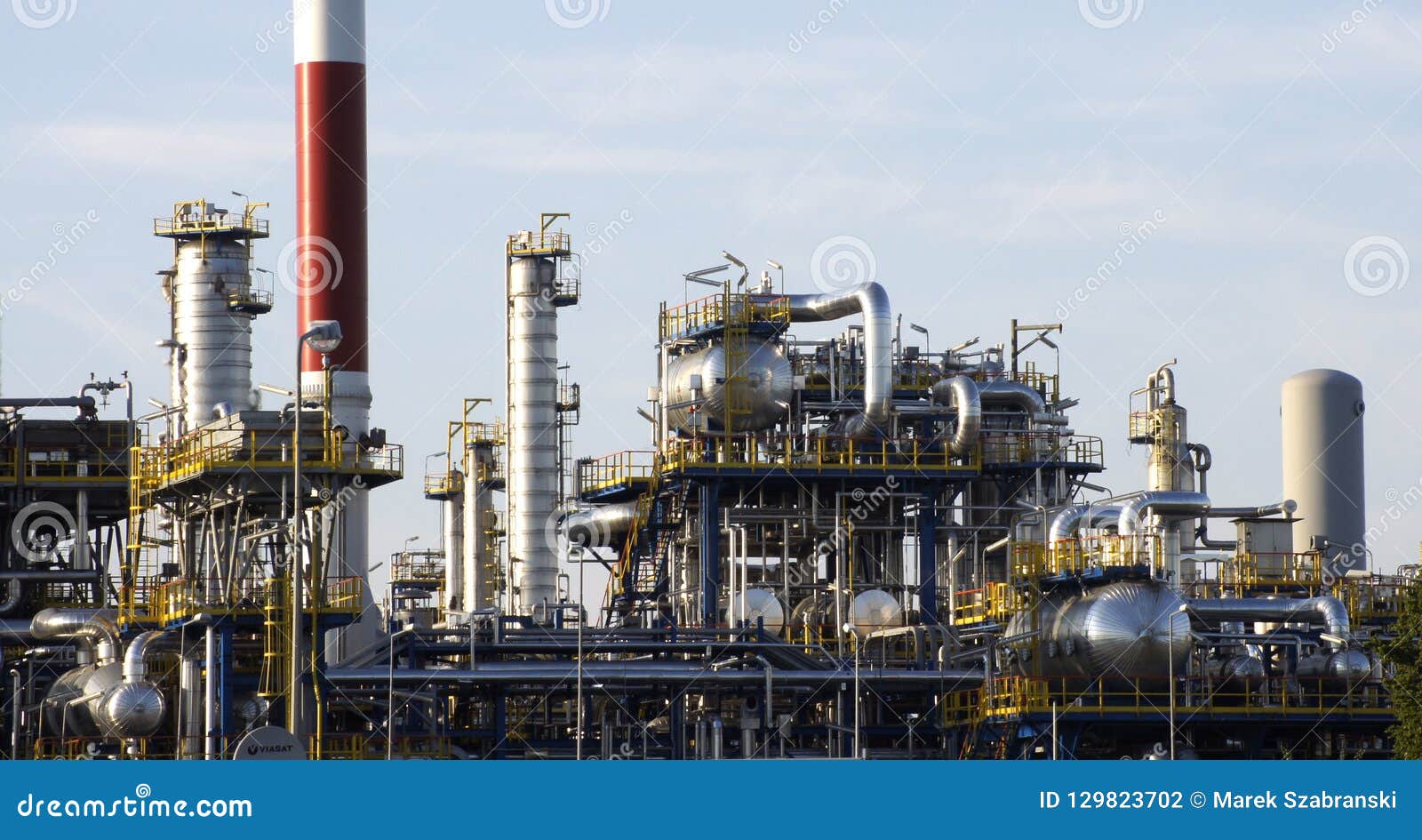 Refinery at Dusk Lights on Installation Stock Photo - Image of plant ...