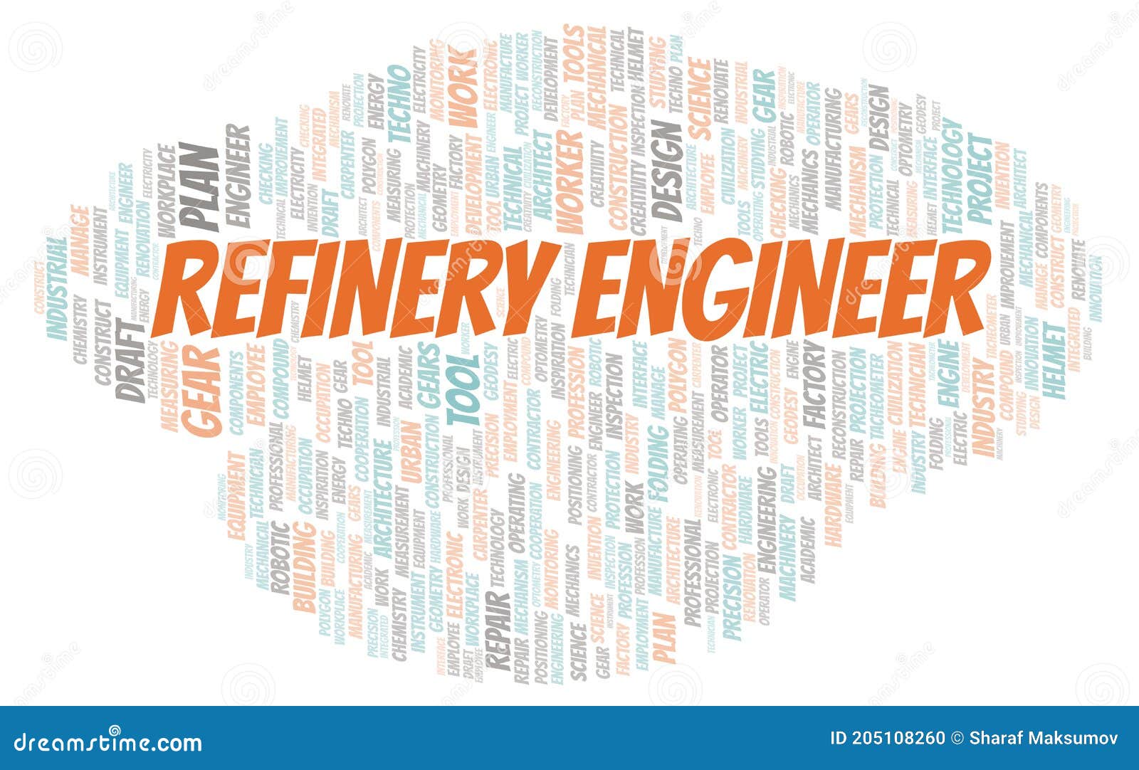 Refinery Engineer Typography Word Cloud Create with the Text only Stock ...