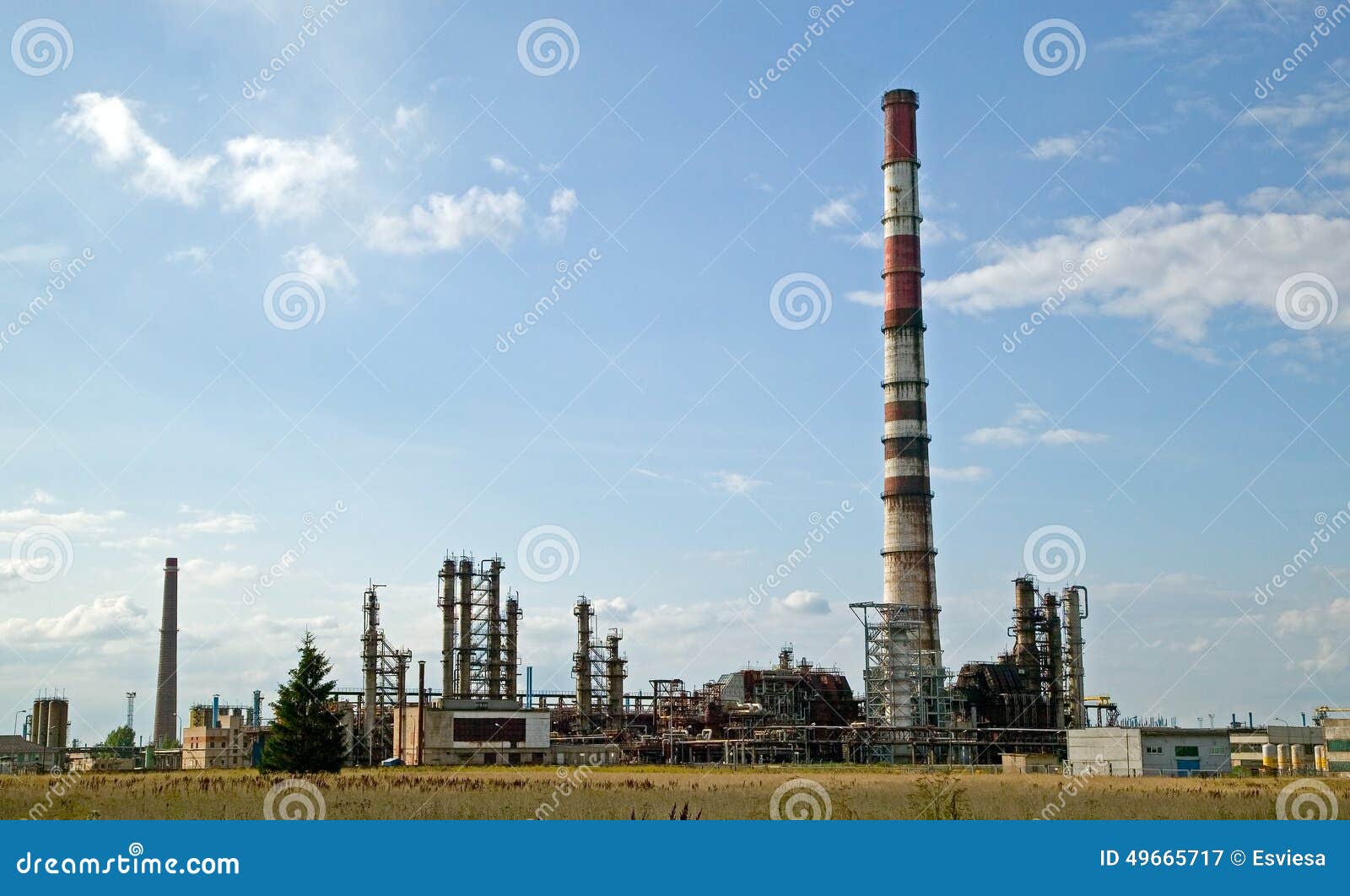 Refinery Factory Chimney and Pipes Stock Image - Image of pipe, tower ...