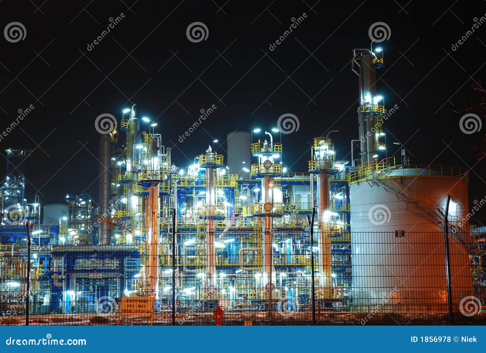 Refinery at night stock photo. Image of fumes, tank, occupation - 1856978