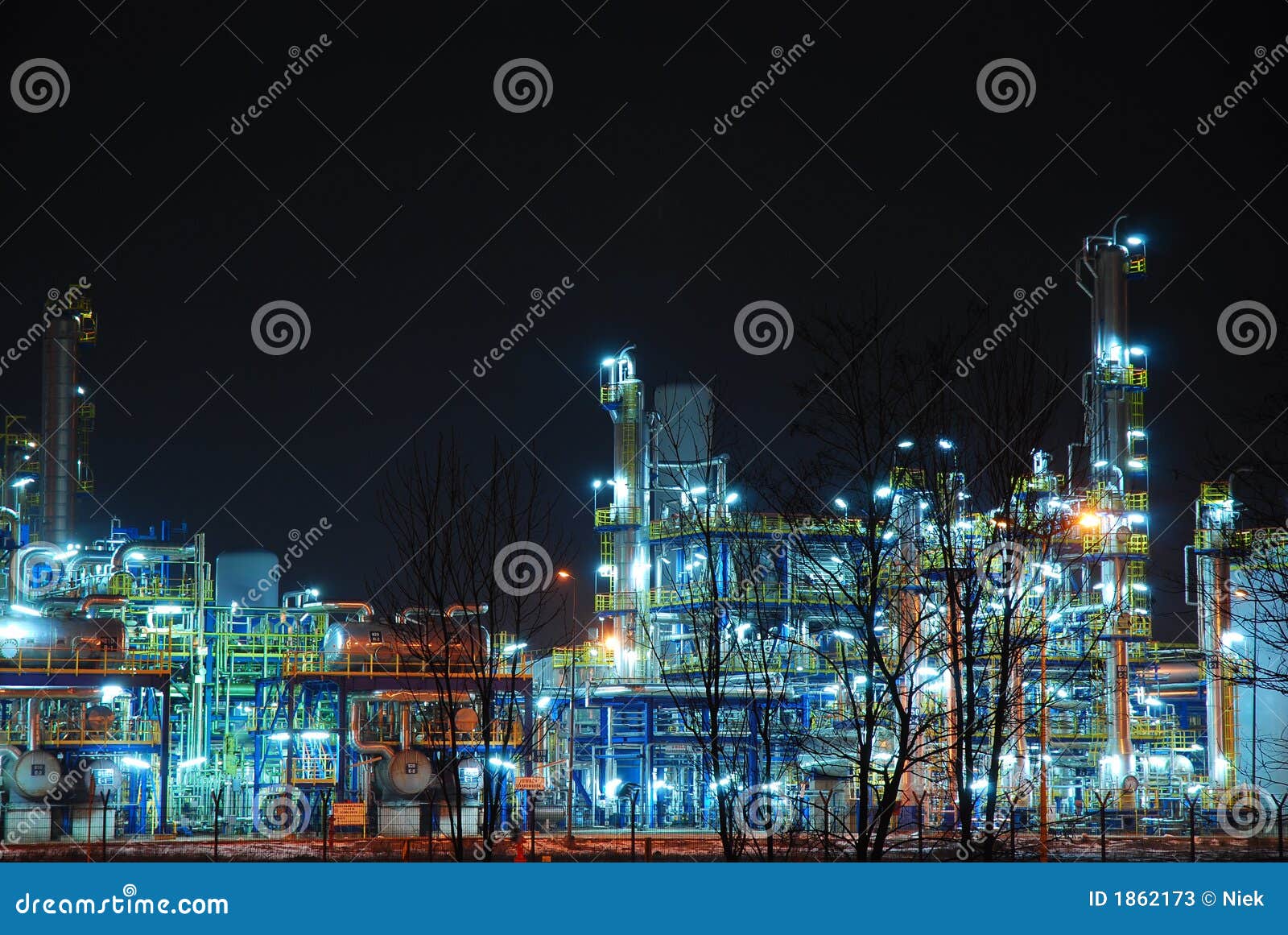 Refinery at night stock image. Image of power, gasoline - 1862173