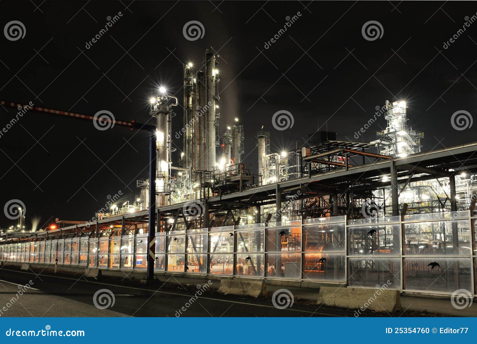 Oil Refinery by night stock photo. Image of chimney, industrial - 25354760