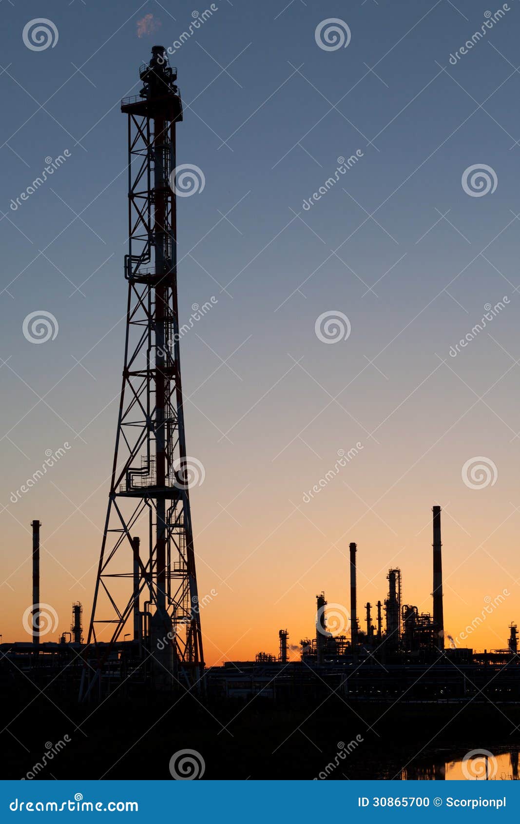 Refinery at Night. Industrial View. Stock Photo - Image of pipeline ...