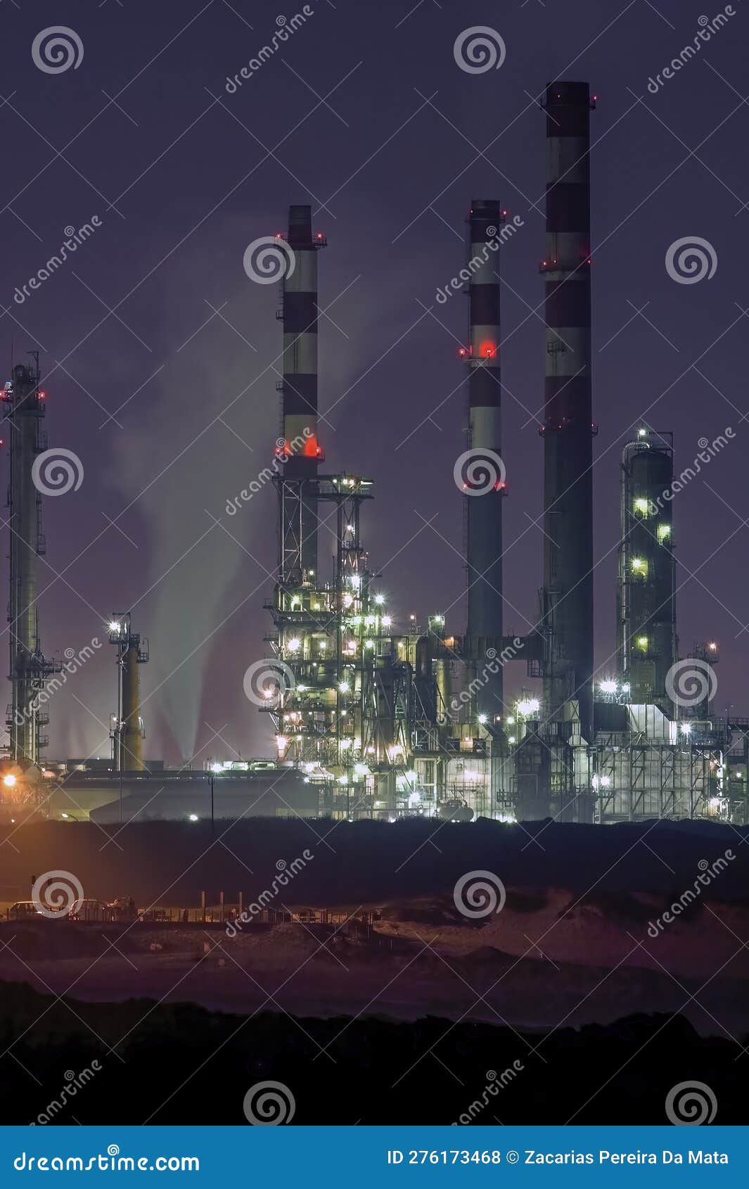 Refinery by night stock photo. Image of pipe, heavy - 276173468