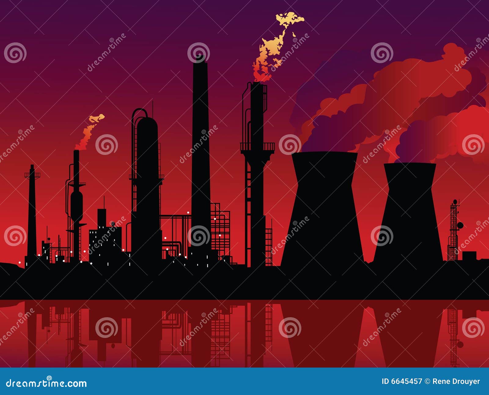 Refinery and a Nuclear Plant Stock Vector - Illustration of power ...
