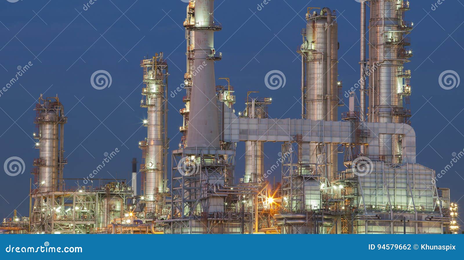 Refinery Plant Exterior Structure Against Dusky Blue Sky Stock Photo ...