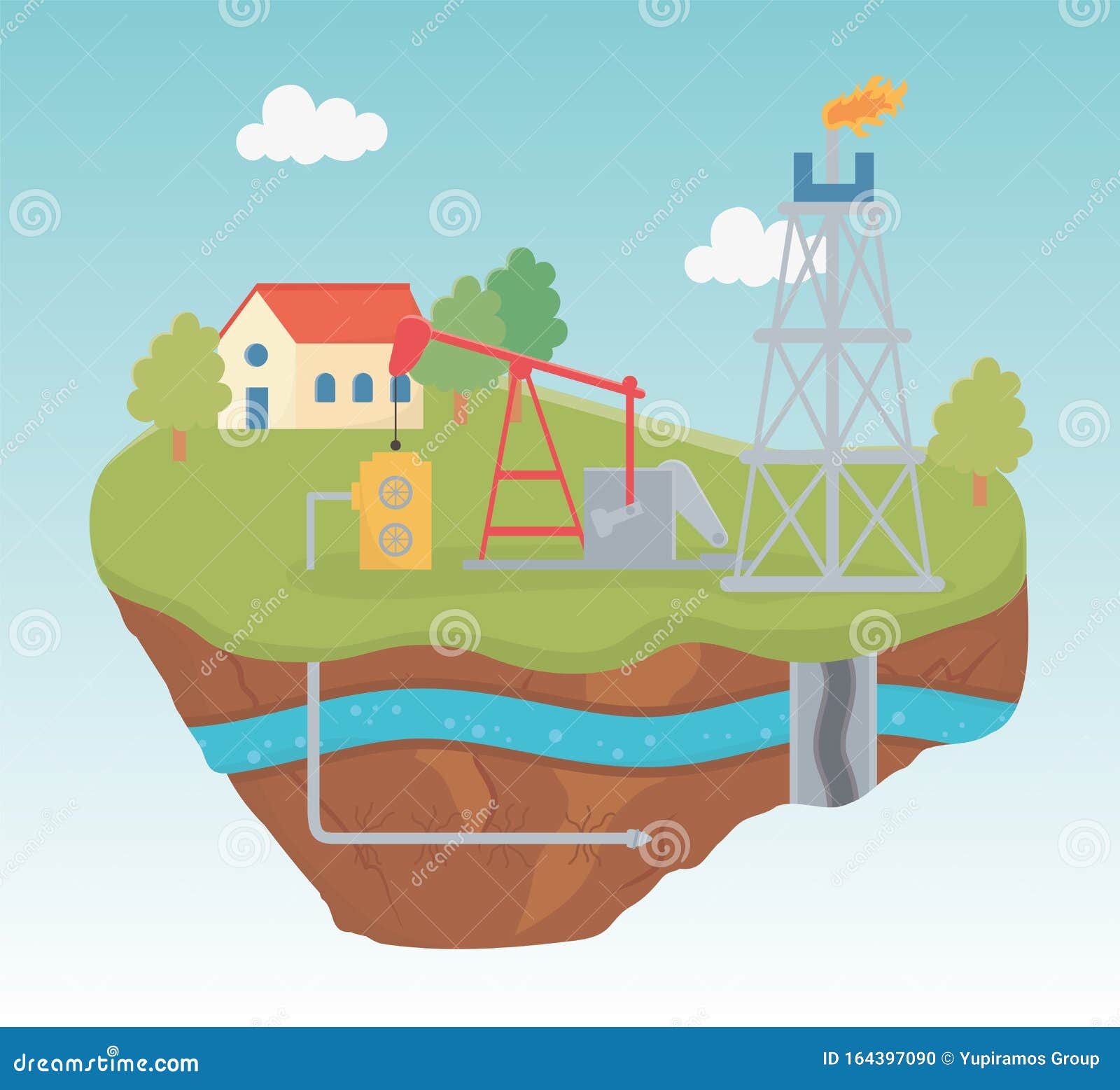 Fracking Refinery Tower Structure Industry Cartoon Vector ...