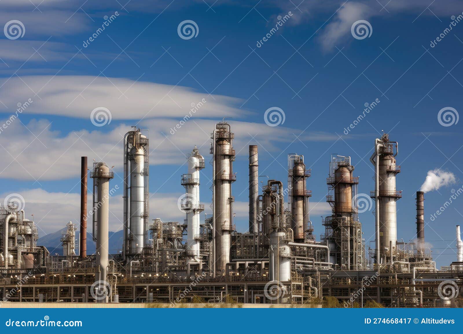 Refinery, With Process Towers And Piping In The Background Royalty-Free ...
