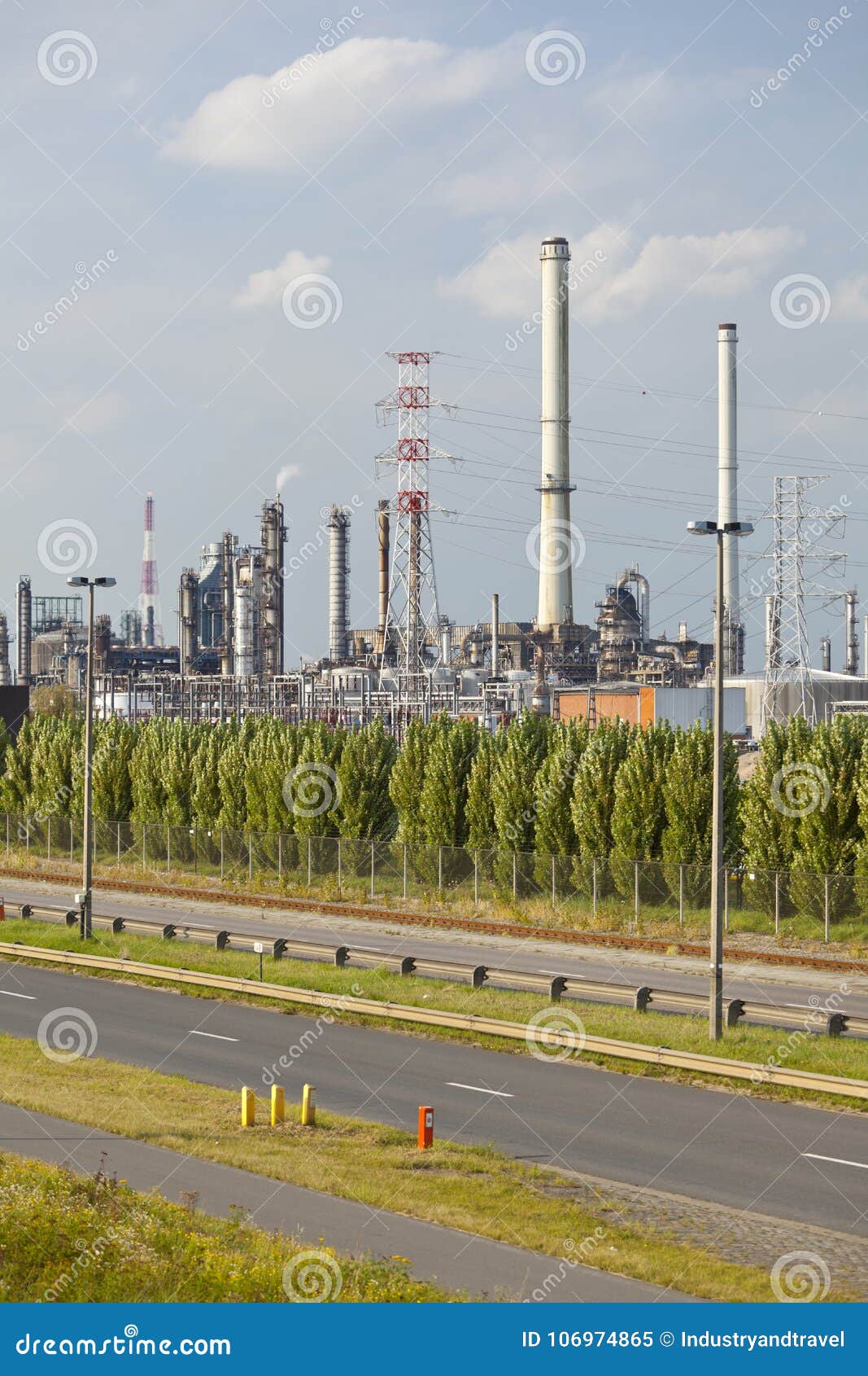 Refinery and Road stock image. Image of construction - 106974865