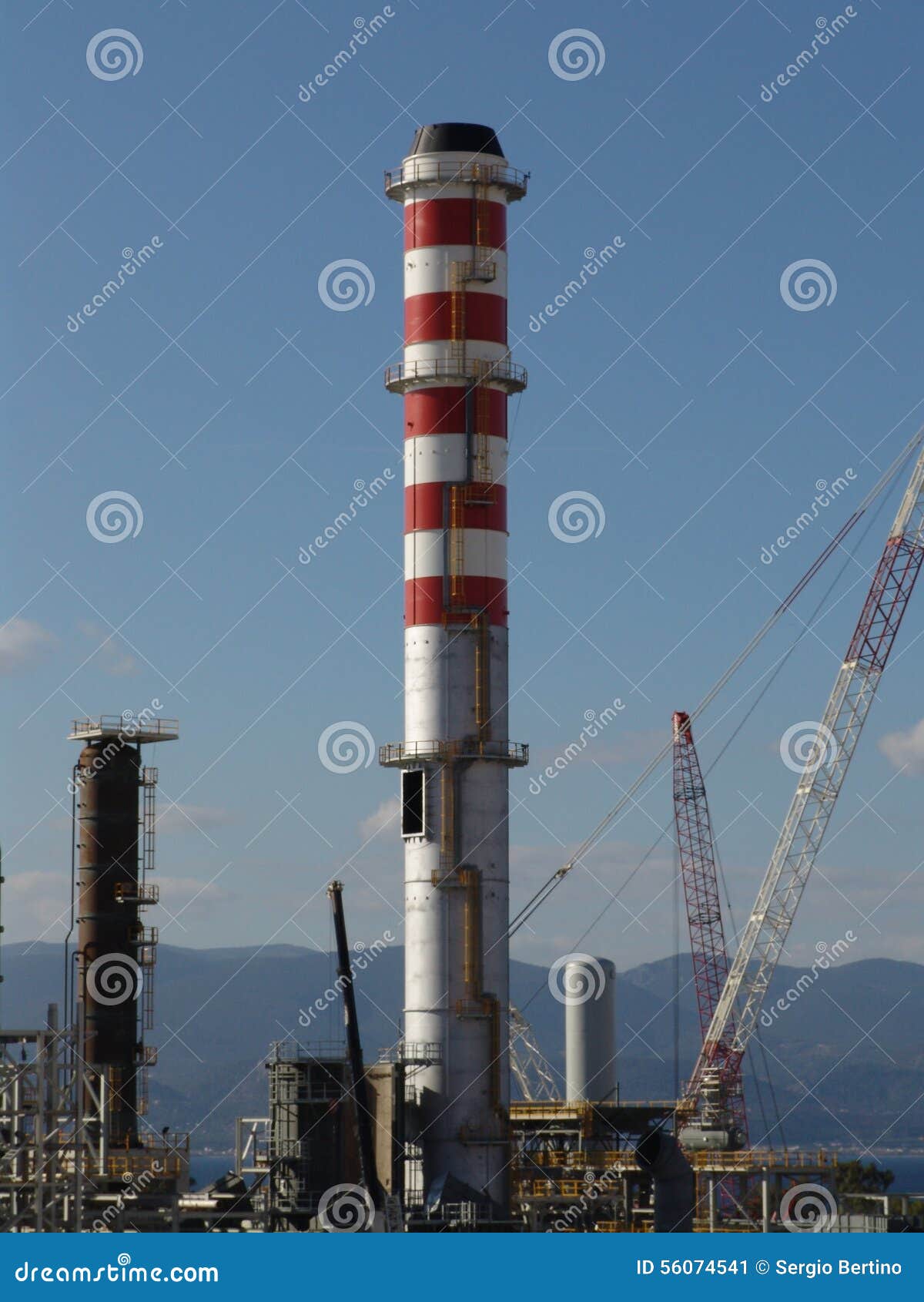 Refinery Smokestack in Corinth, Greece Stock Image - Image of building ...