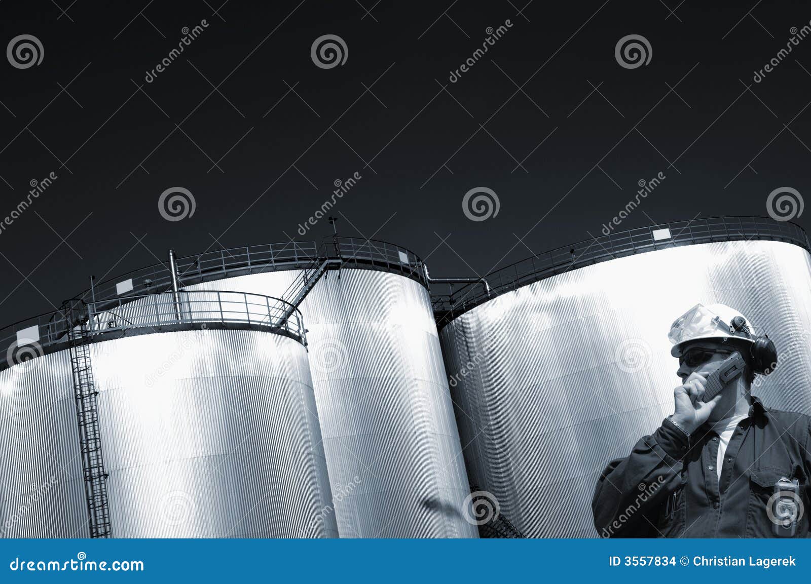 Refinery Tanks and Engineer Stock Photo - Image of substance ...