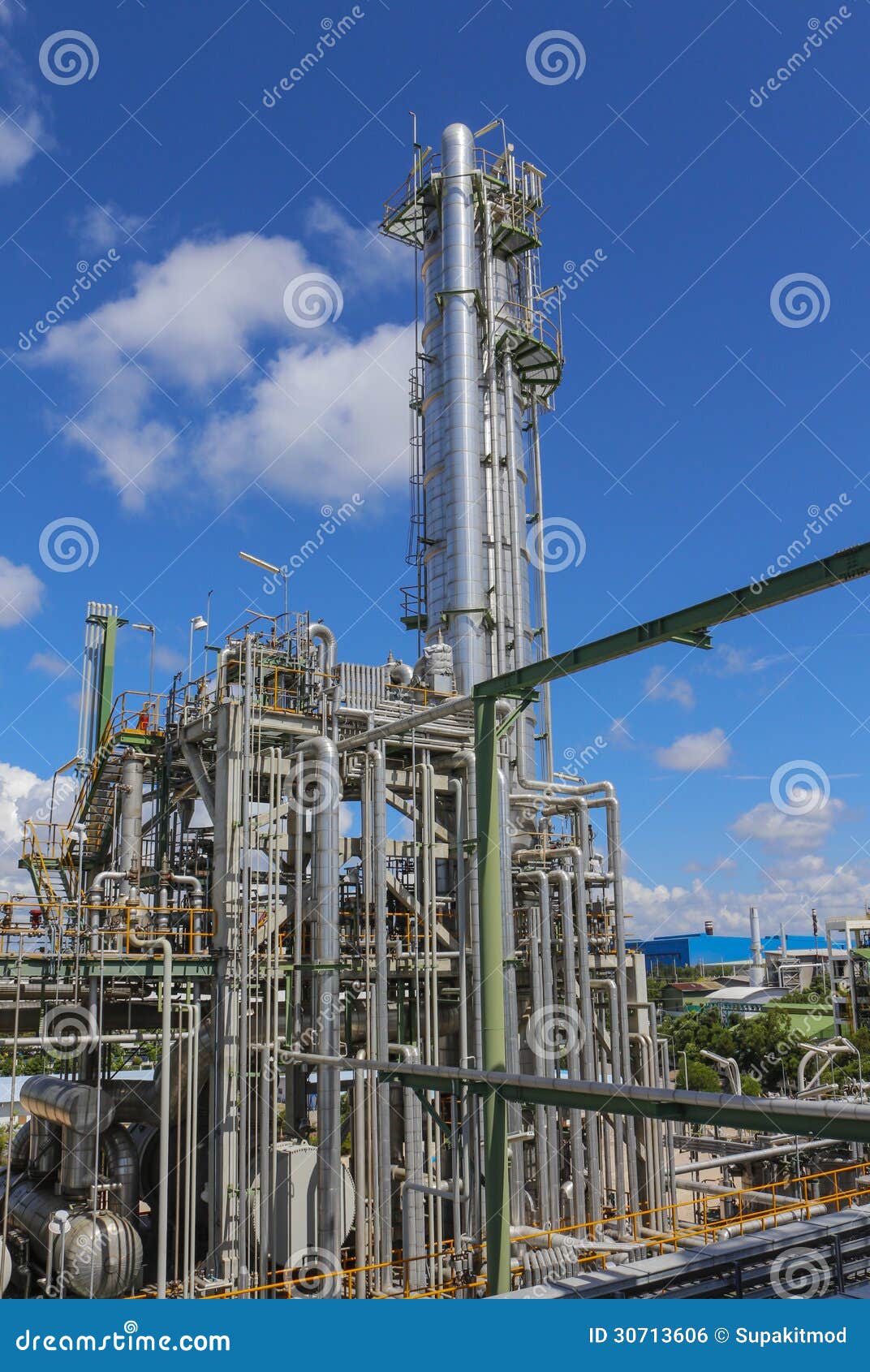 Refinery Tower with Blue Sky Stock Photo - Image of factory ...