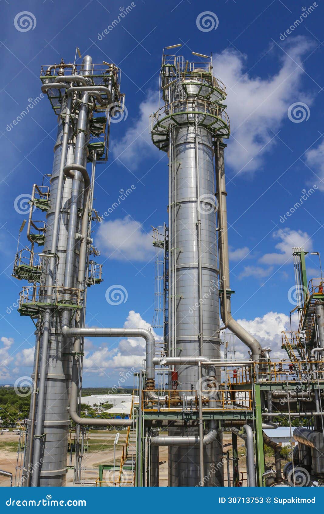 Refinery Tower with Blue Sky Stock Image - Image of industry ...