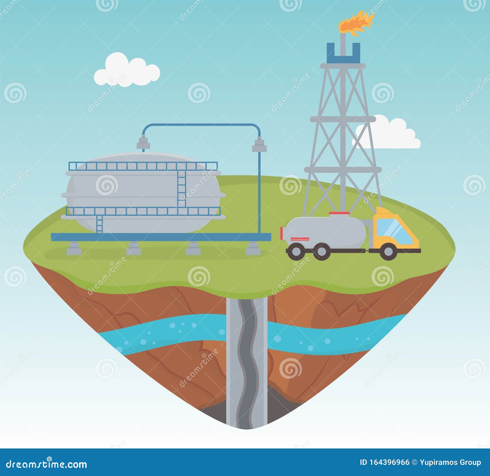 Refinery Tower and Truck Industry Process Fracking Stock Vector ...
