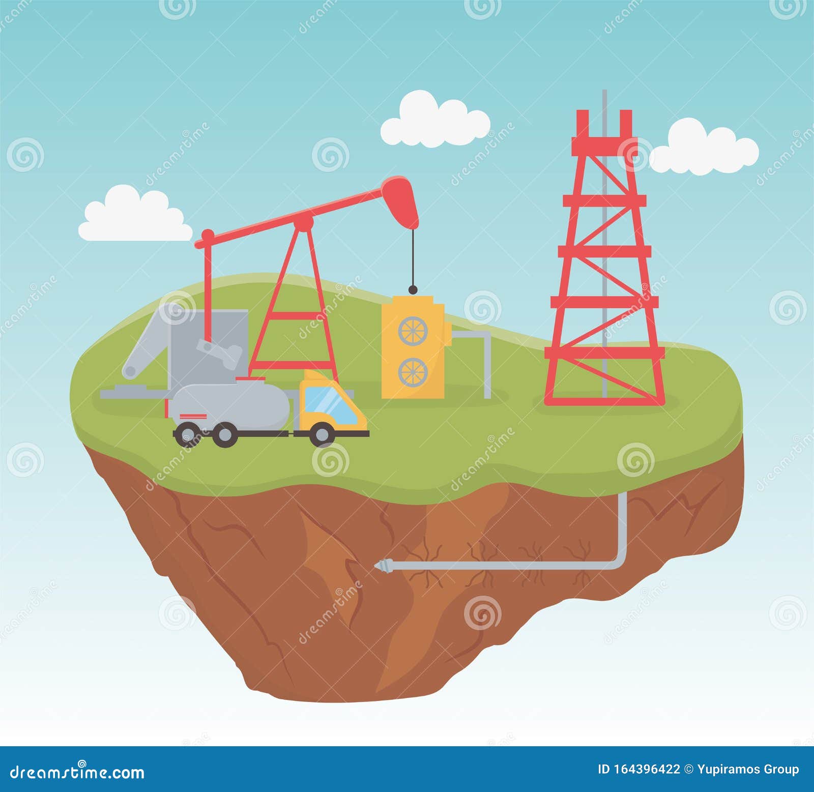 Fracking Refinery Tower Structure Industry Cartoon Vector ...