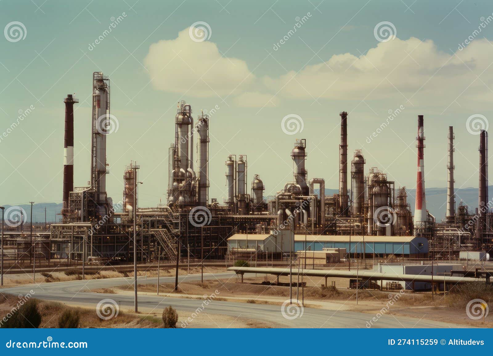 Refinery, with Towers and Columns Separating Different Compounds from ...