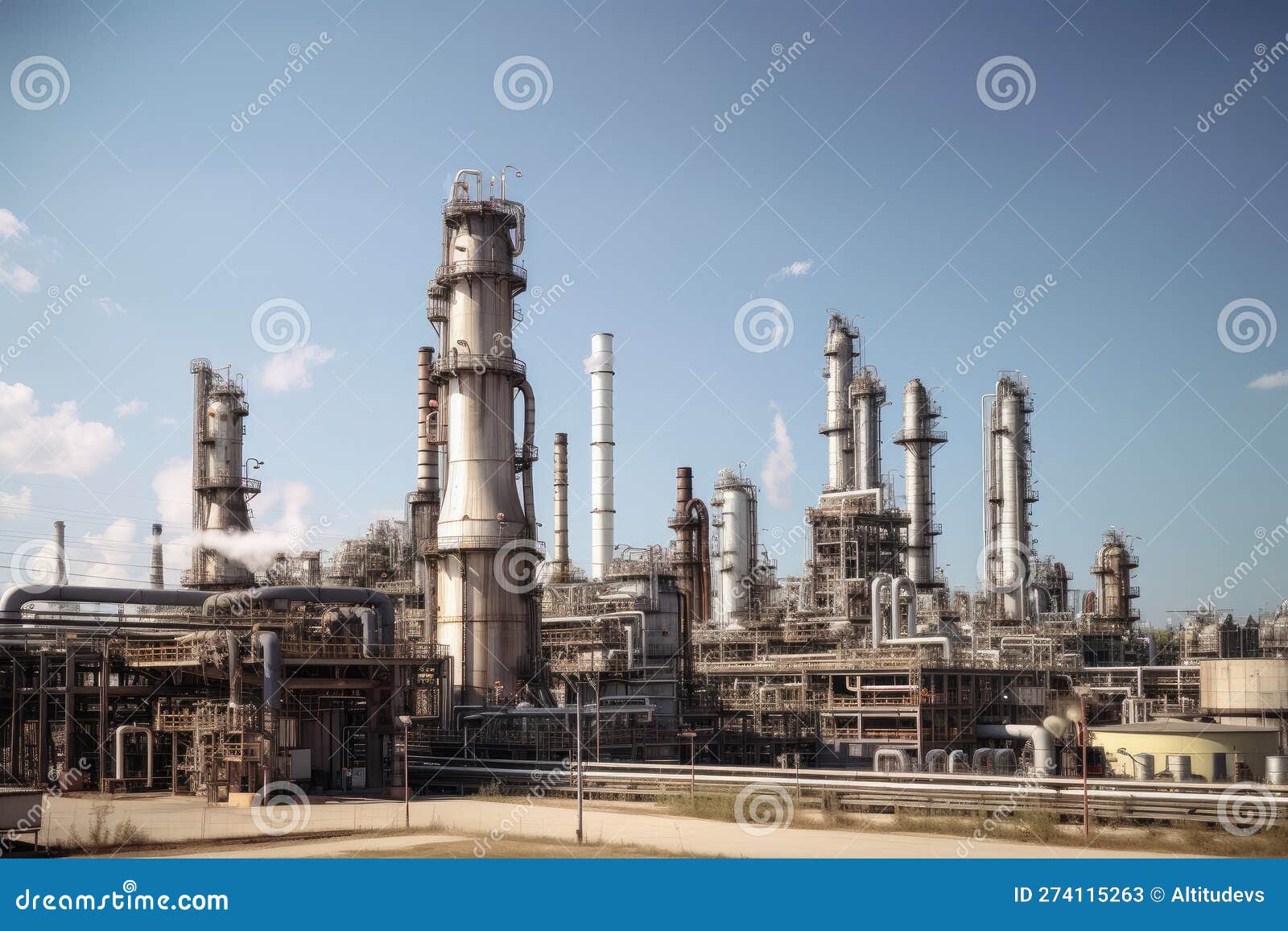 Refinery, with Towers and Columns Separating Different Compounds from ...