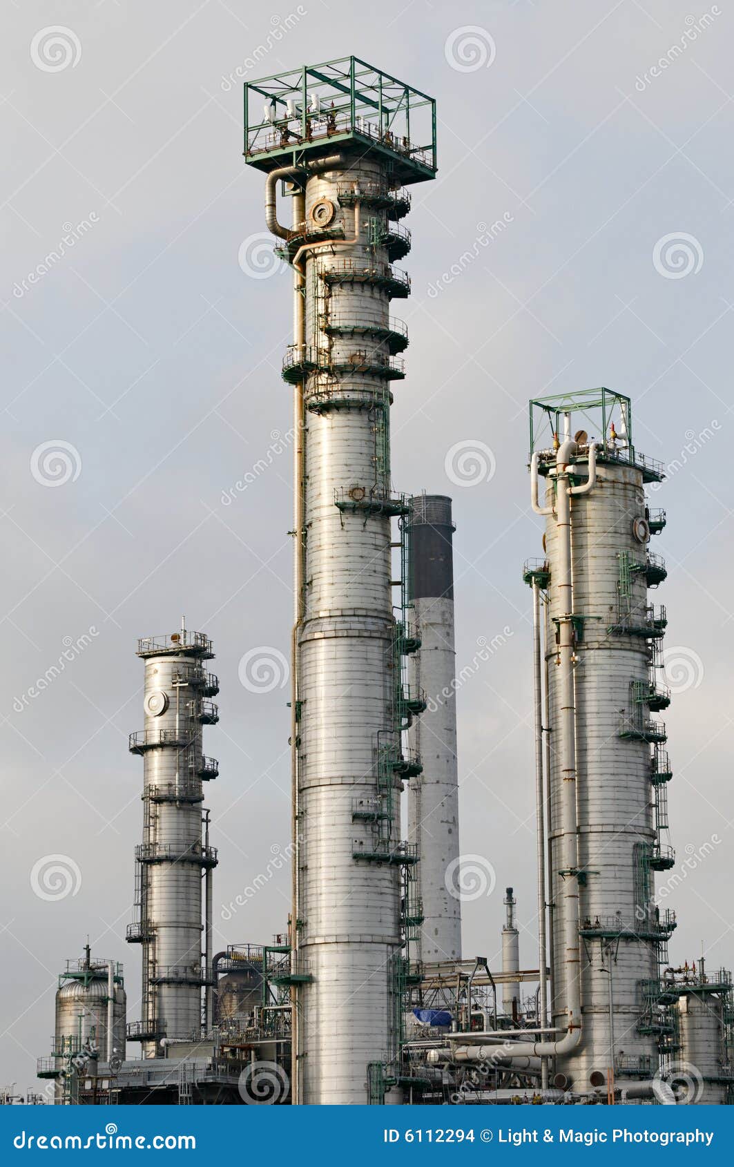 Refinery Towers in the Port of Rotterdam Stock Photo - Image of ...
