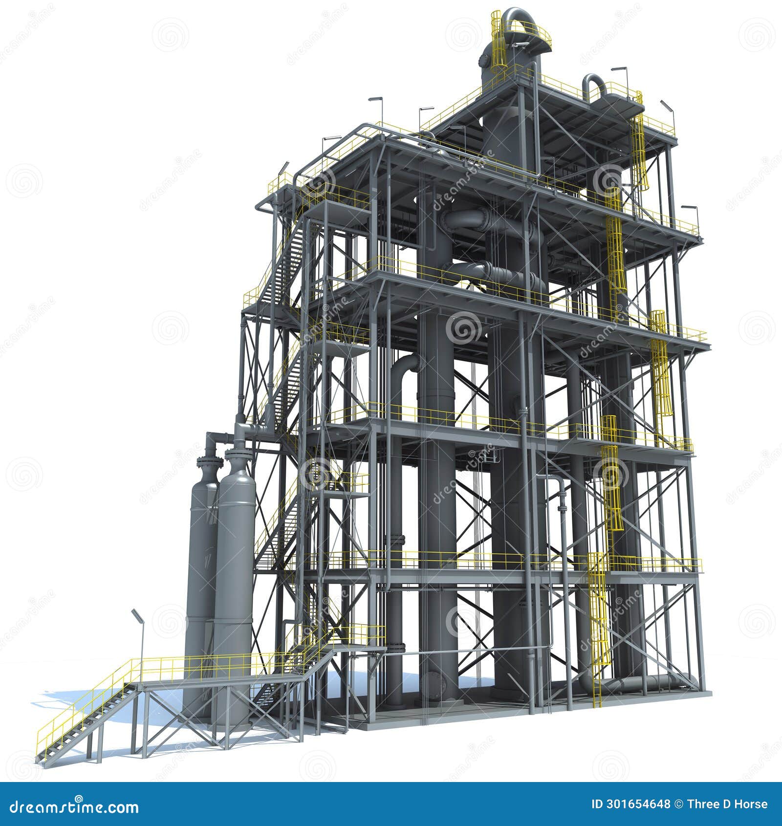Refinery Unit Industrial Site 3D Rendering on White Background Stock Illustration - Illustration ...