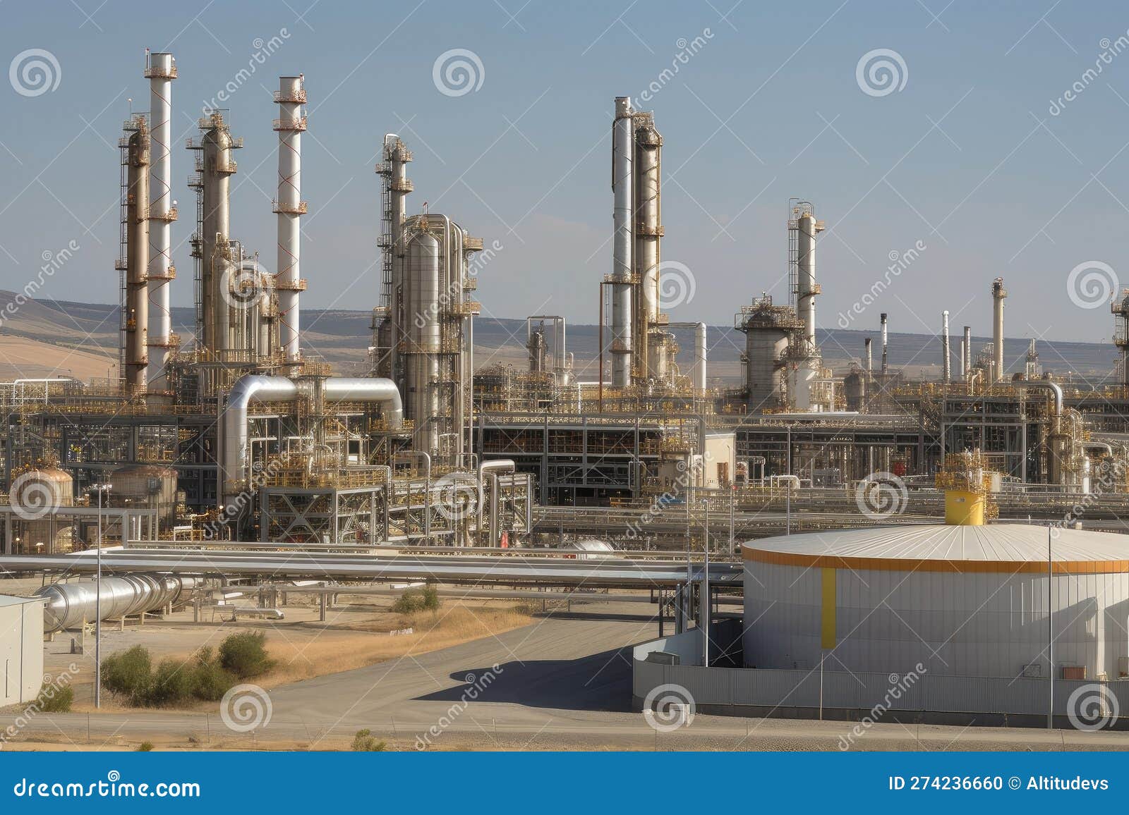 Refinery, with Various Processing Units and Storage Tanks in View Stock ...