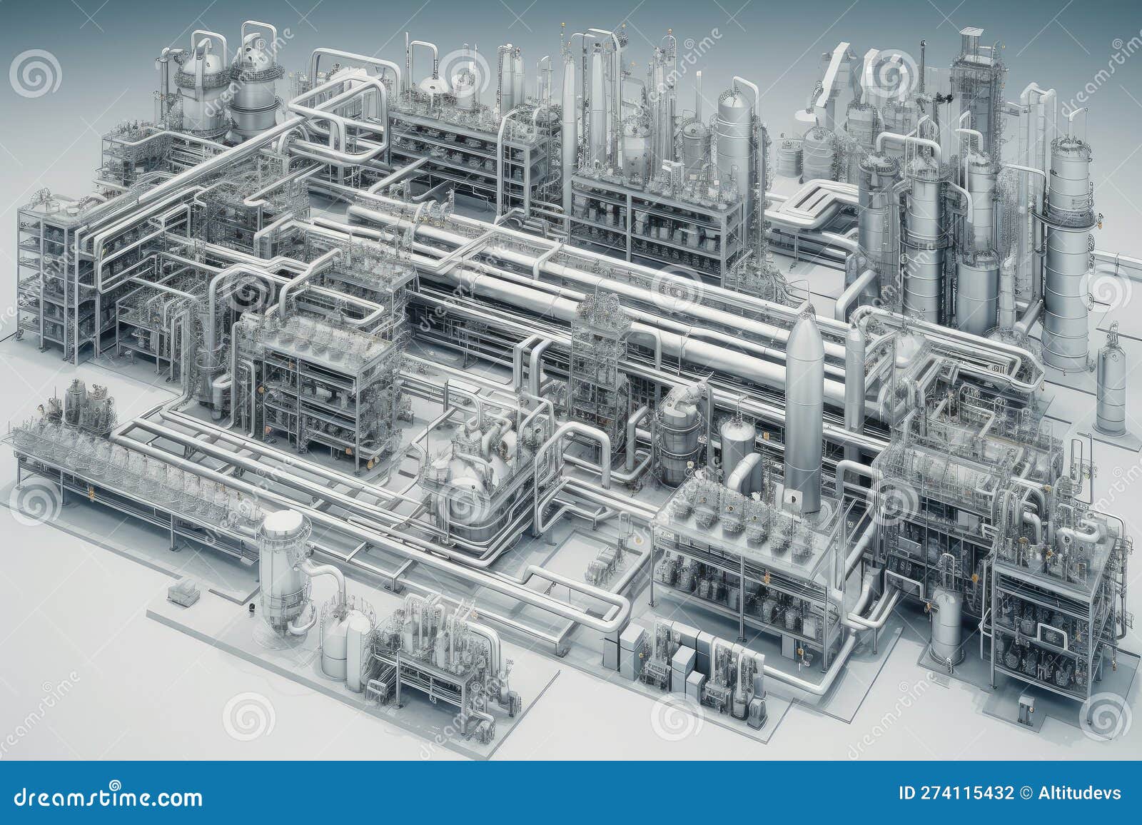 Refinery, with Various Types of Refined Products Flowing Out of the ...