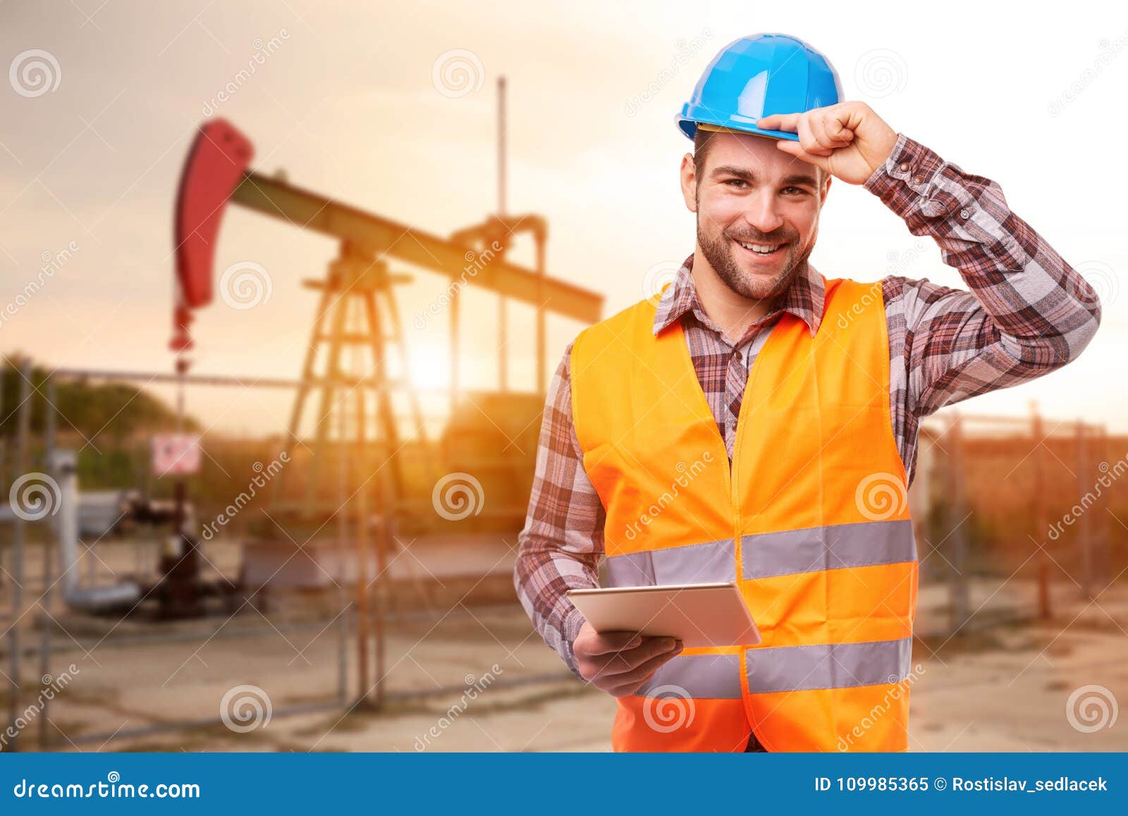 Refinery Worker with Digital Tablet Stock Image - Image of pipeline ...