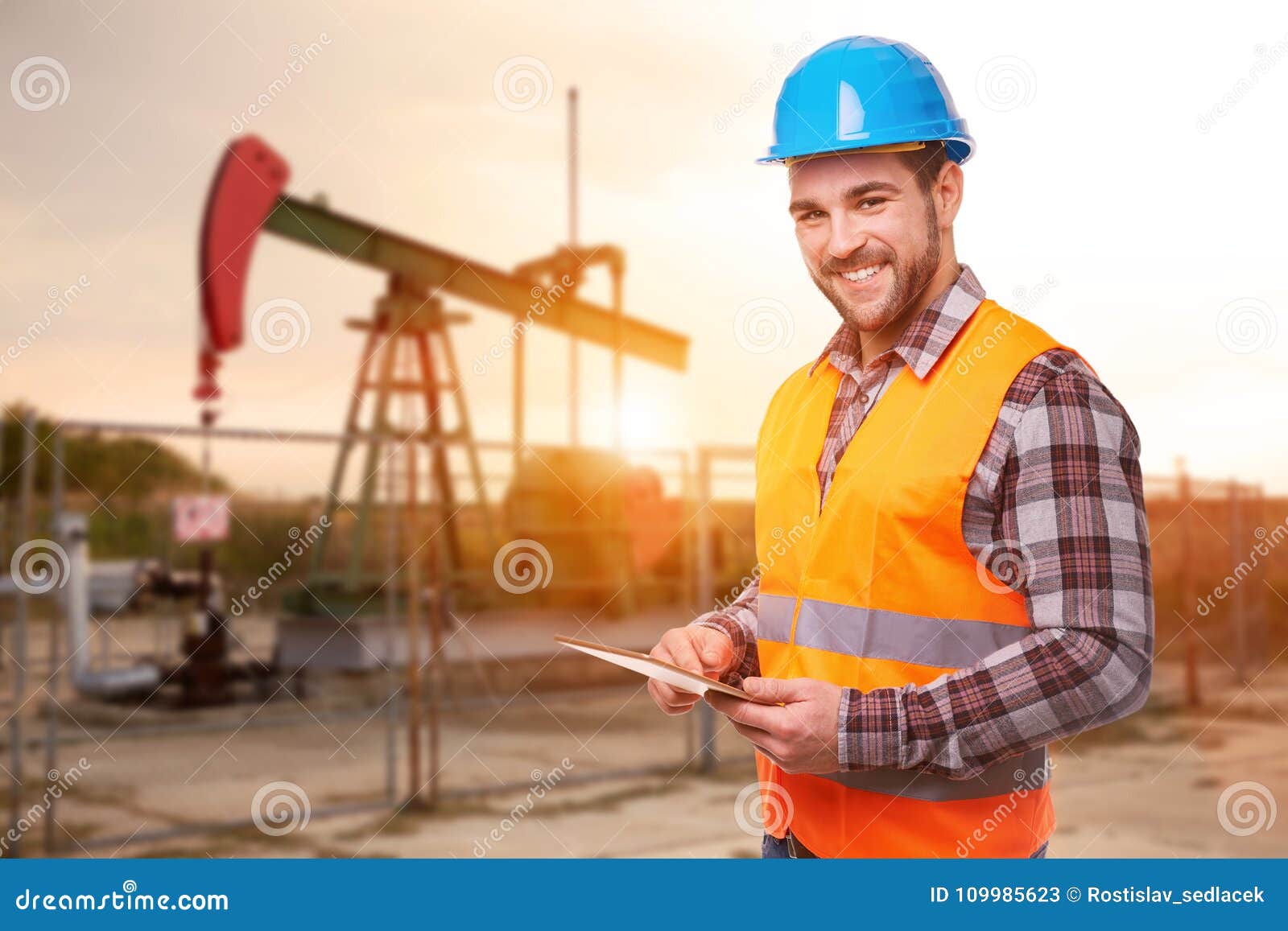 Refinery Worker with Digital Tablet Stock Image - Image of male ...
