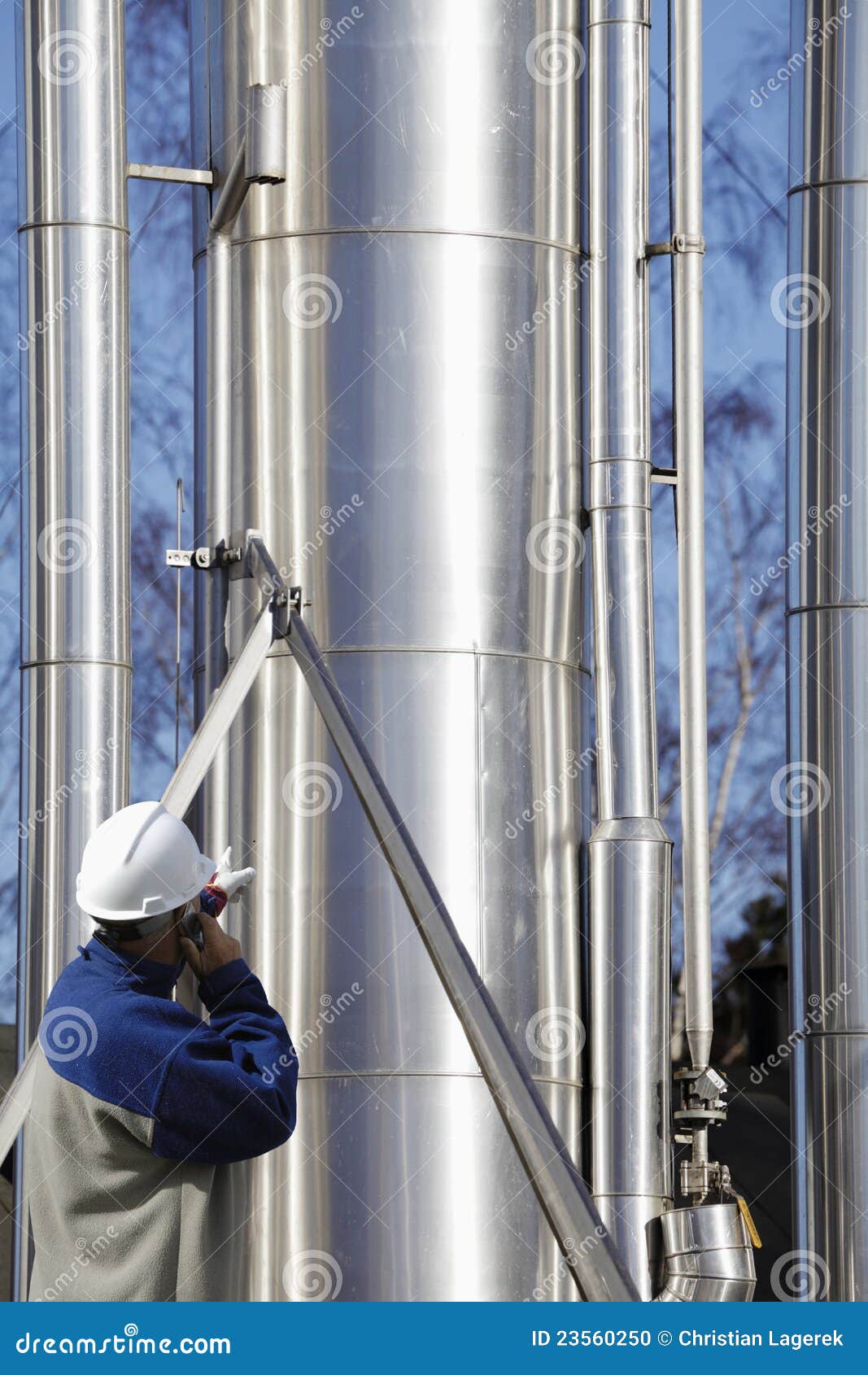 Refinery Worker and Pipelines Stock Photo - Image of power ...
