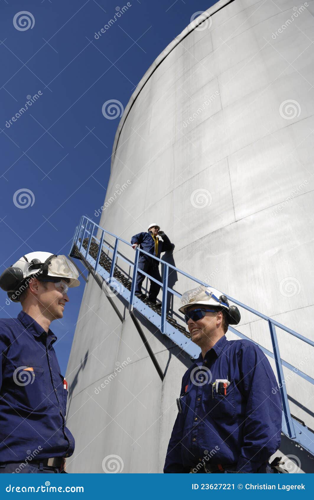 Refinery Workers and Fuel Storage Stock Image - Image of explosive ...