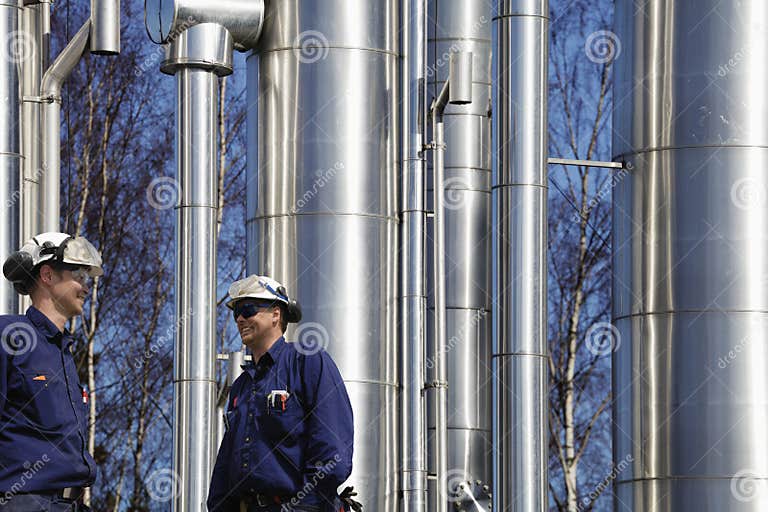 Refinery Workers and Pipelines Stock Image - Image of industrial ...