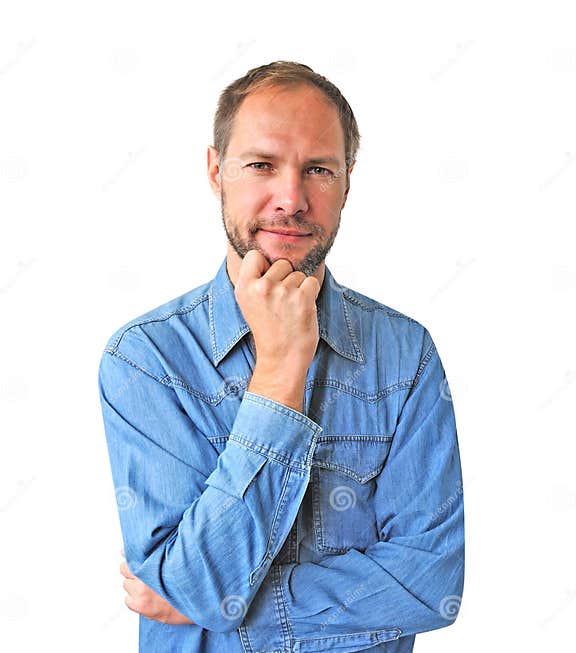 Reflect man in denim shirt stock image. Image of blue - 26386675