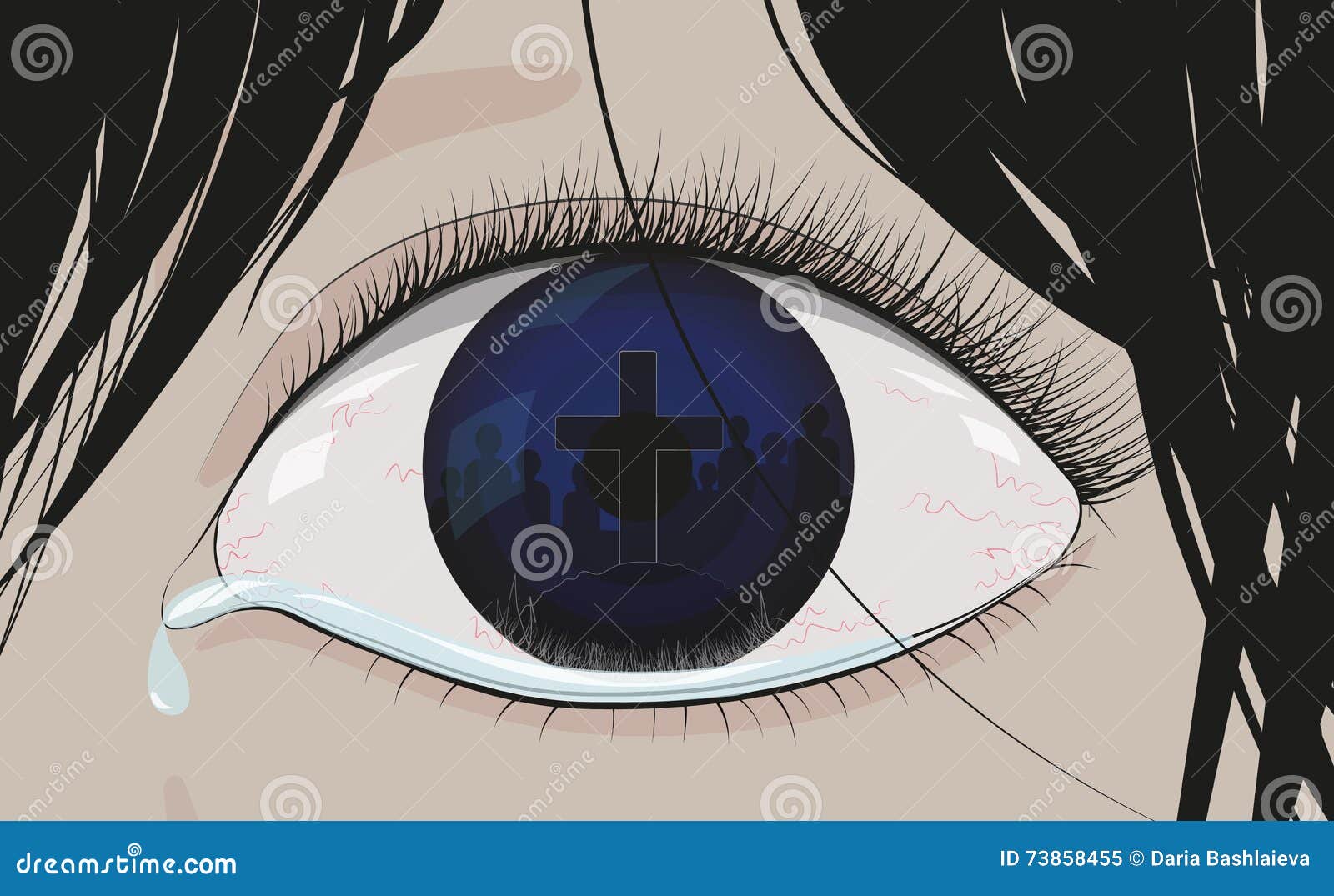 Reflected in the Blue Crying Eye Tombstone Stock Vector - Illustration ...