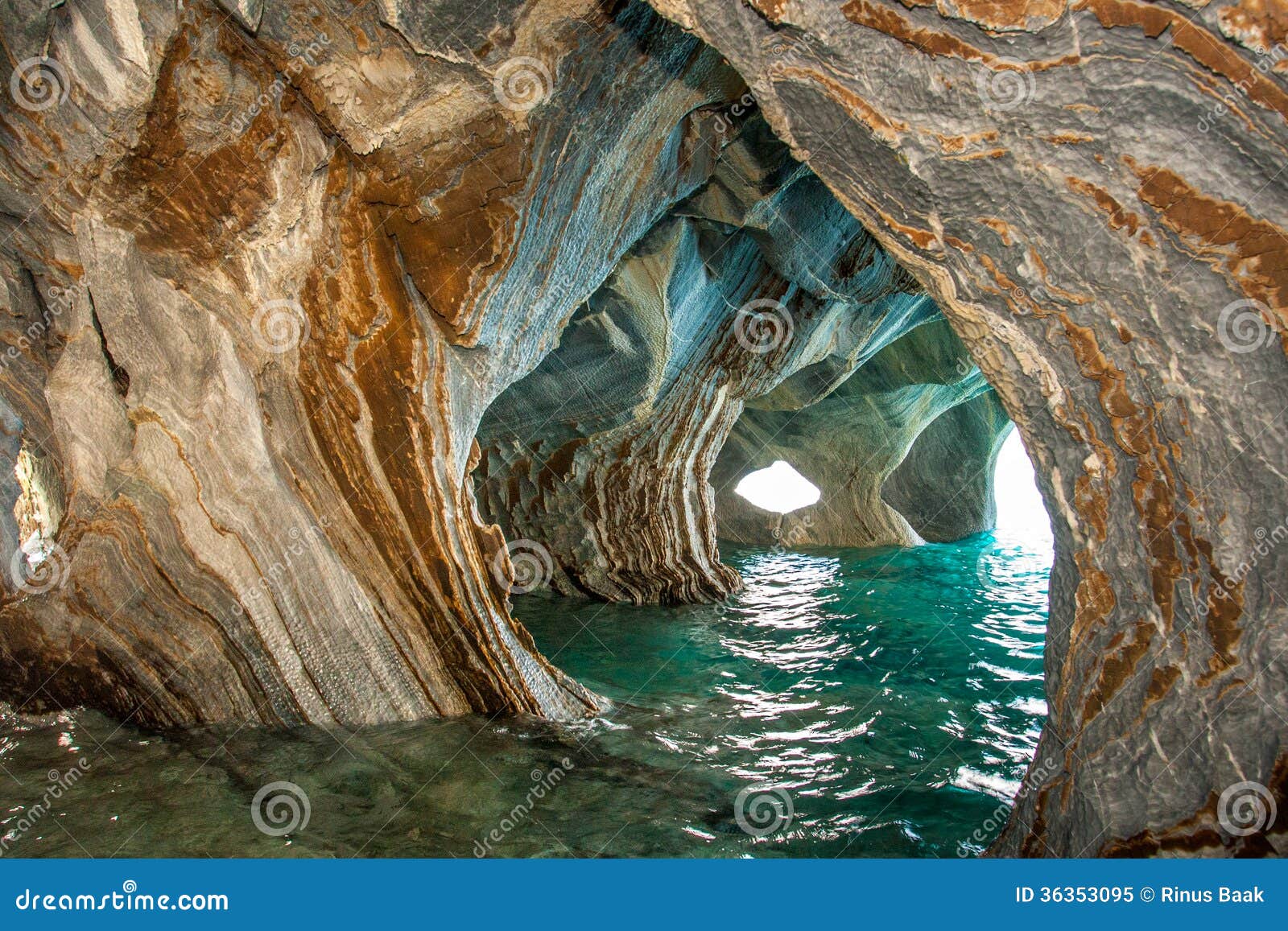 Marble Caverns Over Turquoise Blue Water, Chile Royalty-Free Stock ...