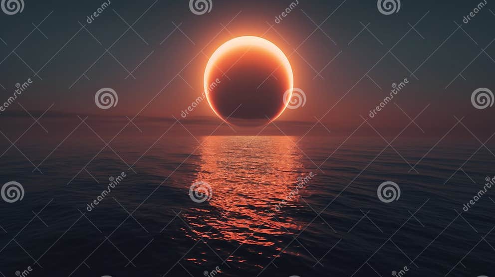 Reflected Eclipse on Calm Water Surface Stock Illustration ...