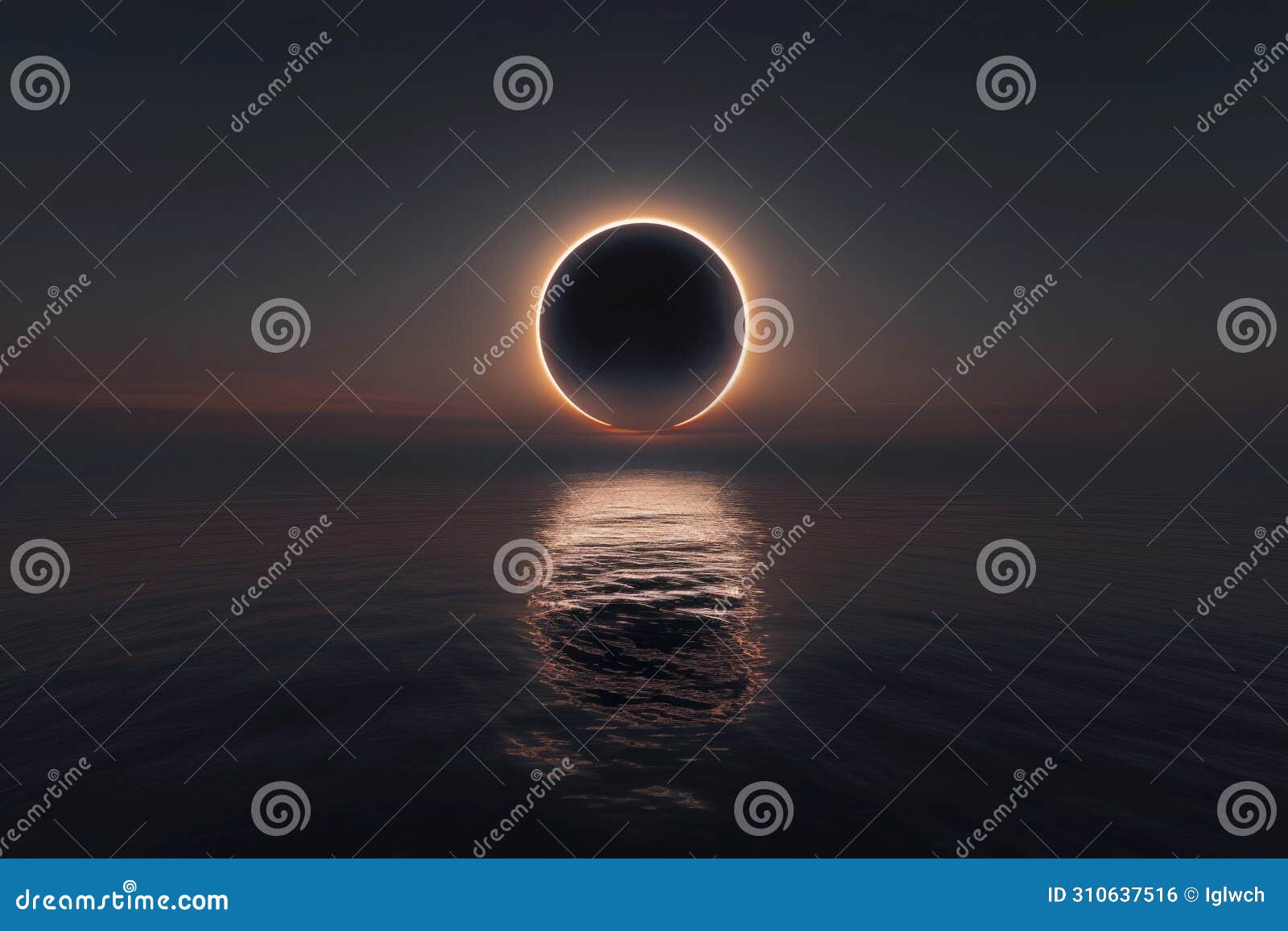 Reflected Eclipse on Calm Water Surface Stock Illustration ...