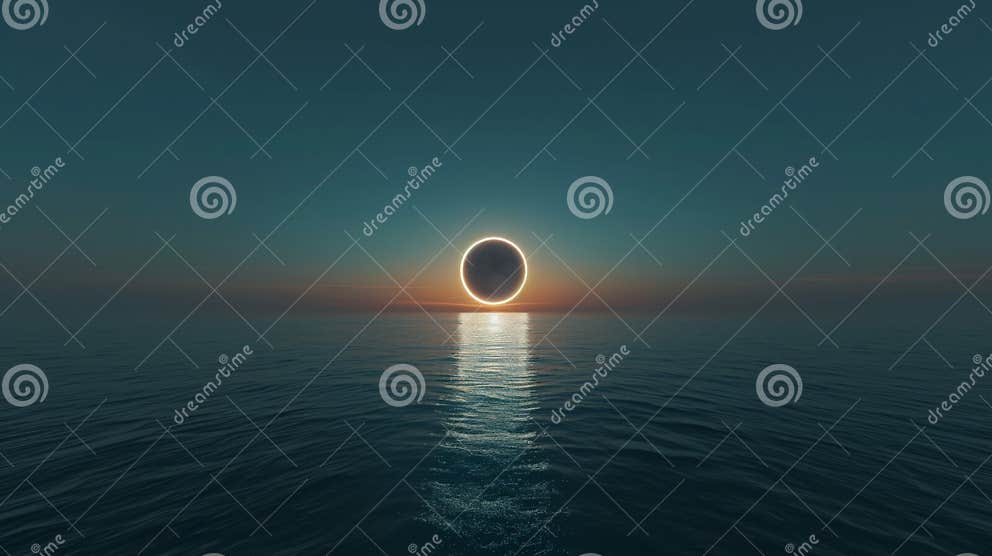 Reflected Eclipse on Calm Water Surface Stock Illustration ...
