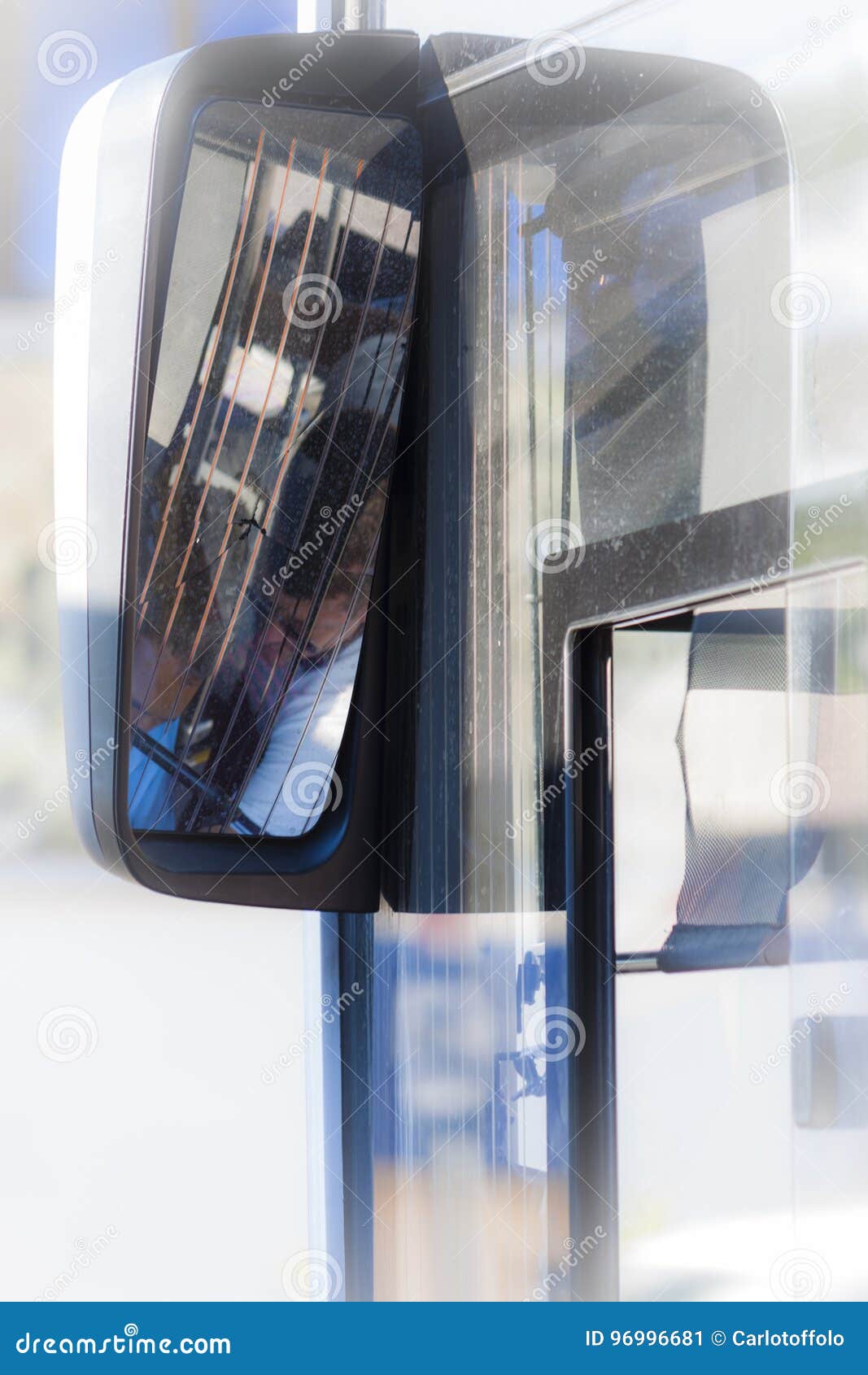 Reflected Image from the Mirror of a Bus Editorial Photo - Image of ...