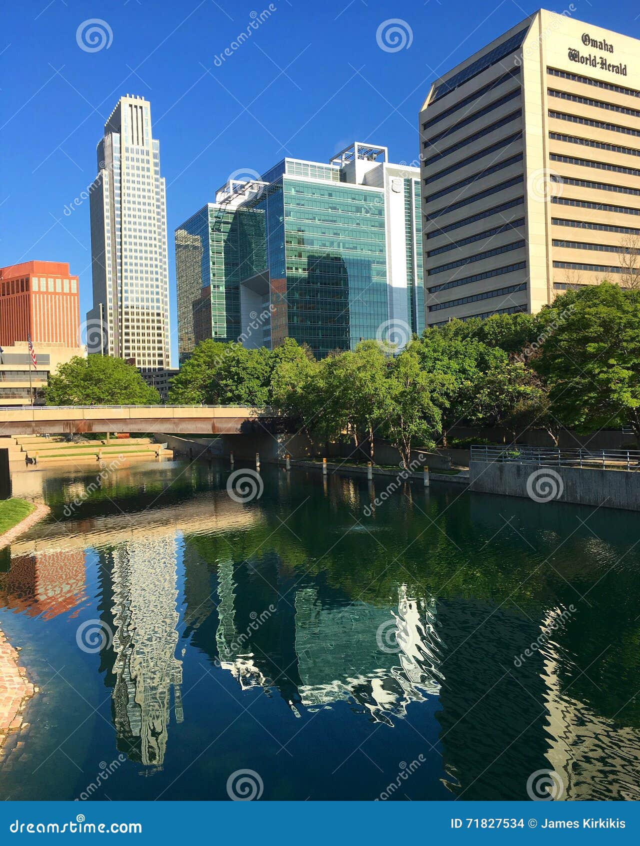Reflected skyline of Omaha editorial stock image. Image of reflected ...