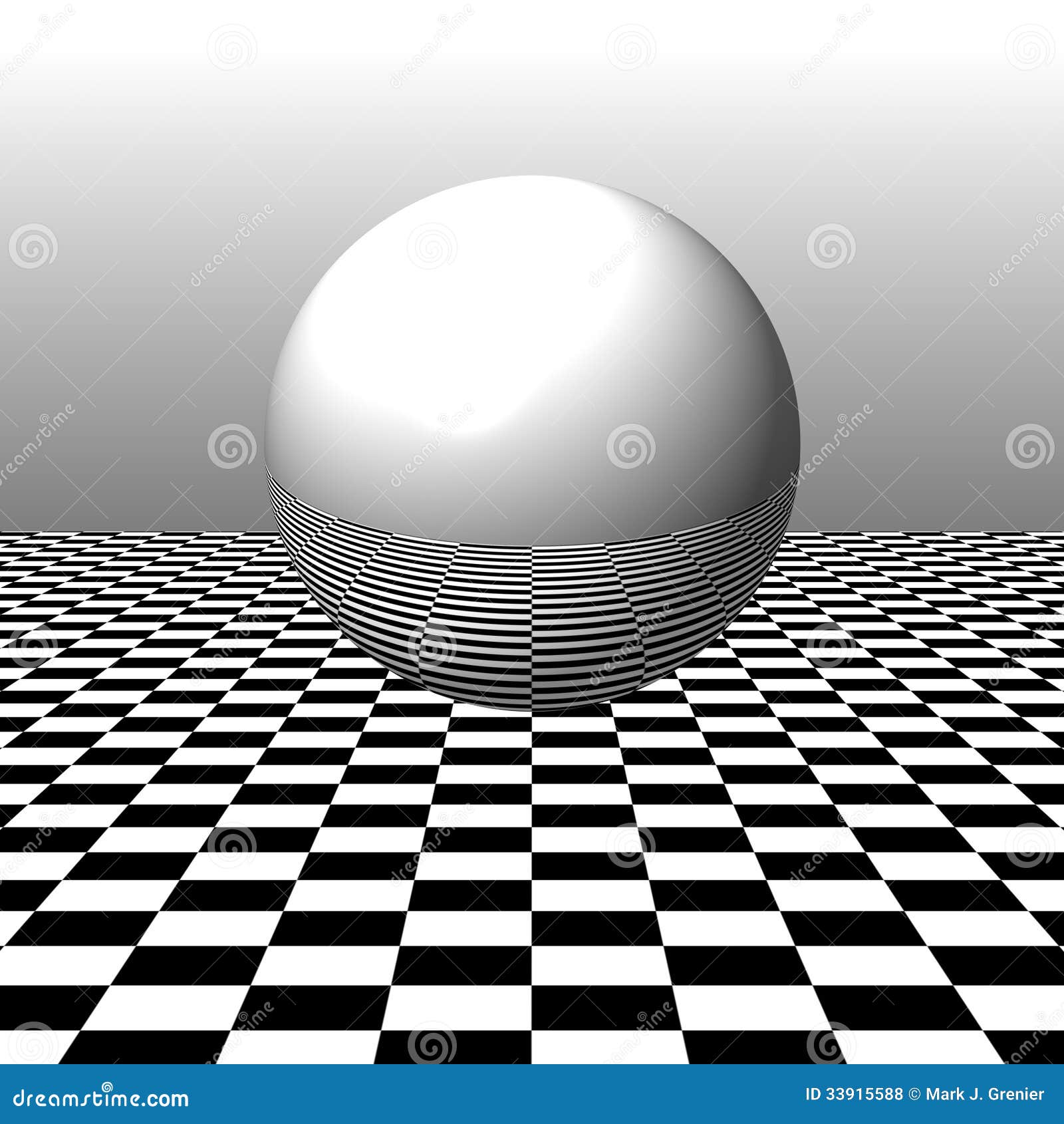 Reflecting Ball and Checkerboard Pattern Stock Illustration ...
