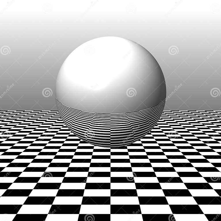 Reflecting Ball and Checkerboard Pattern Stock Illustration ...