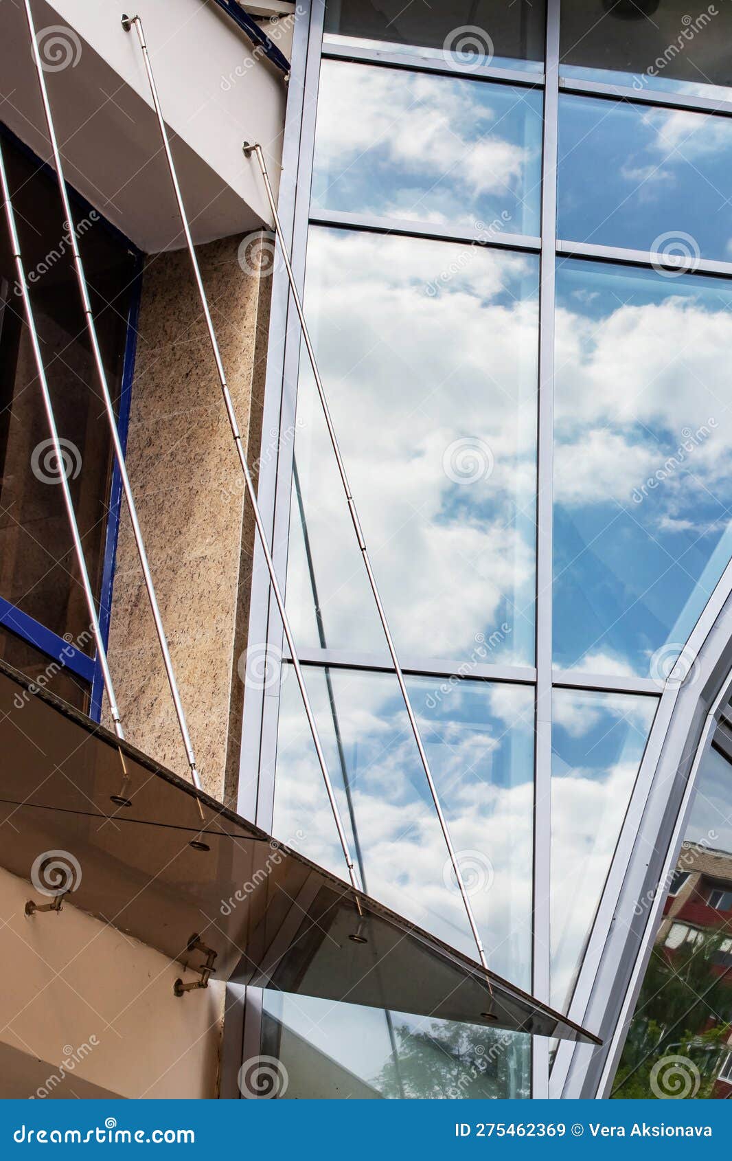 Reflecting Clouds in Mirrored Windows of Building Stock Image - Image ...