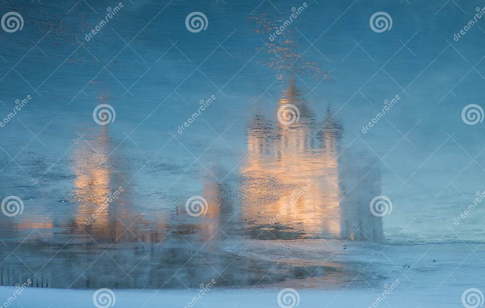 Reflecting the Holy Trinity Cathedral in the Stood River Water Stock ...