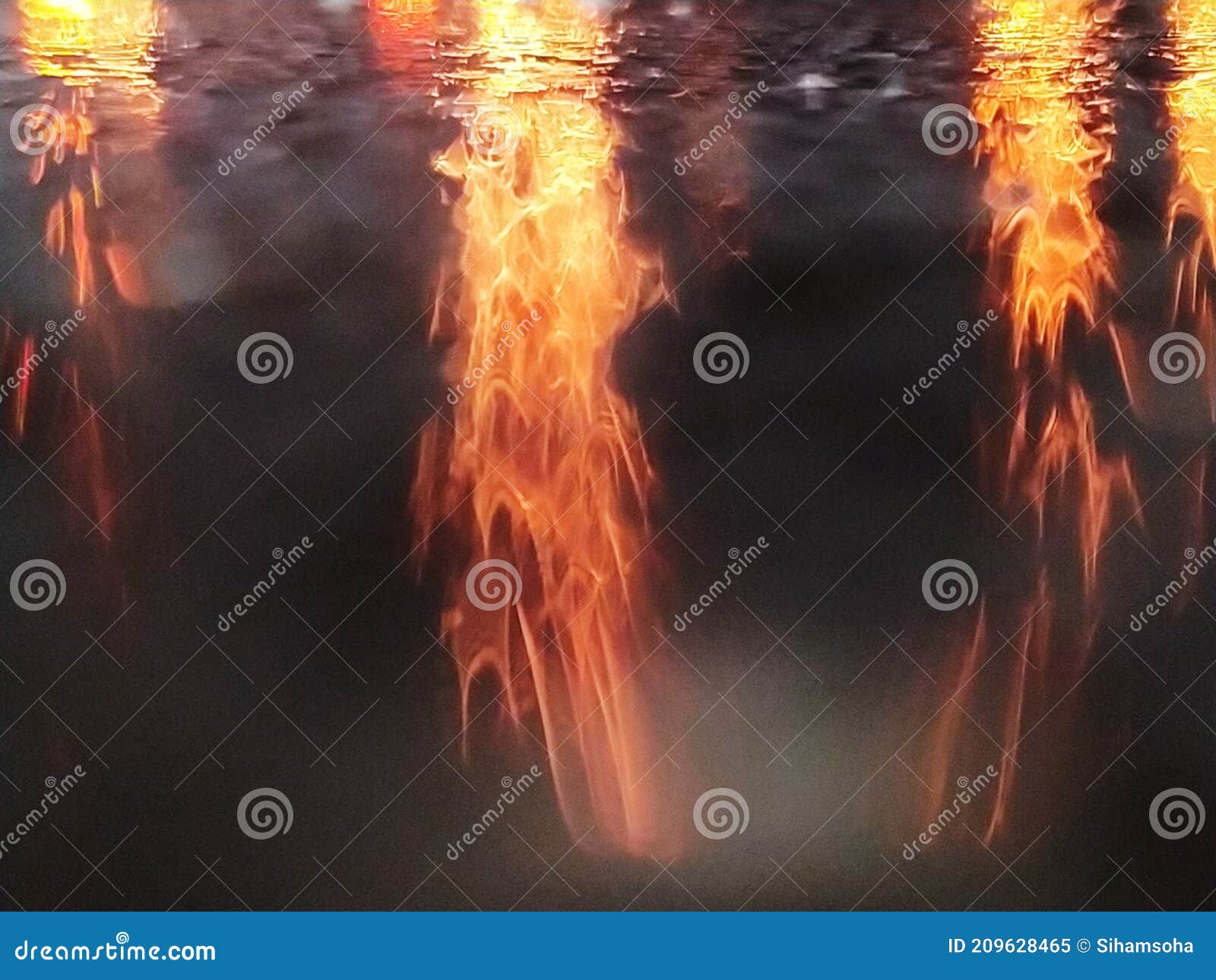 Reflecting Lights in the Ground, Flames Concept Stock Image - Image of ...
