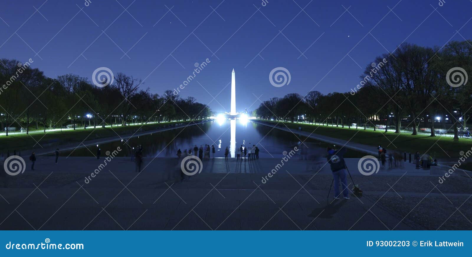 Reflecting Pool with Washington Monument at Night Stock Image - Image ...