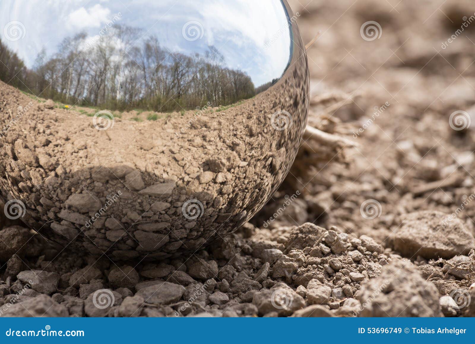 Reflecting Sphere on Brown Earth Stock Image - Image of reflection ...