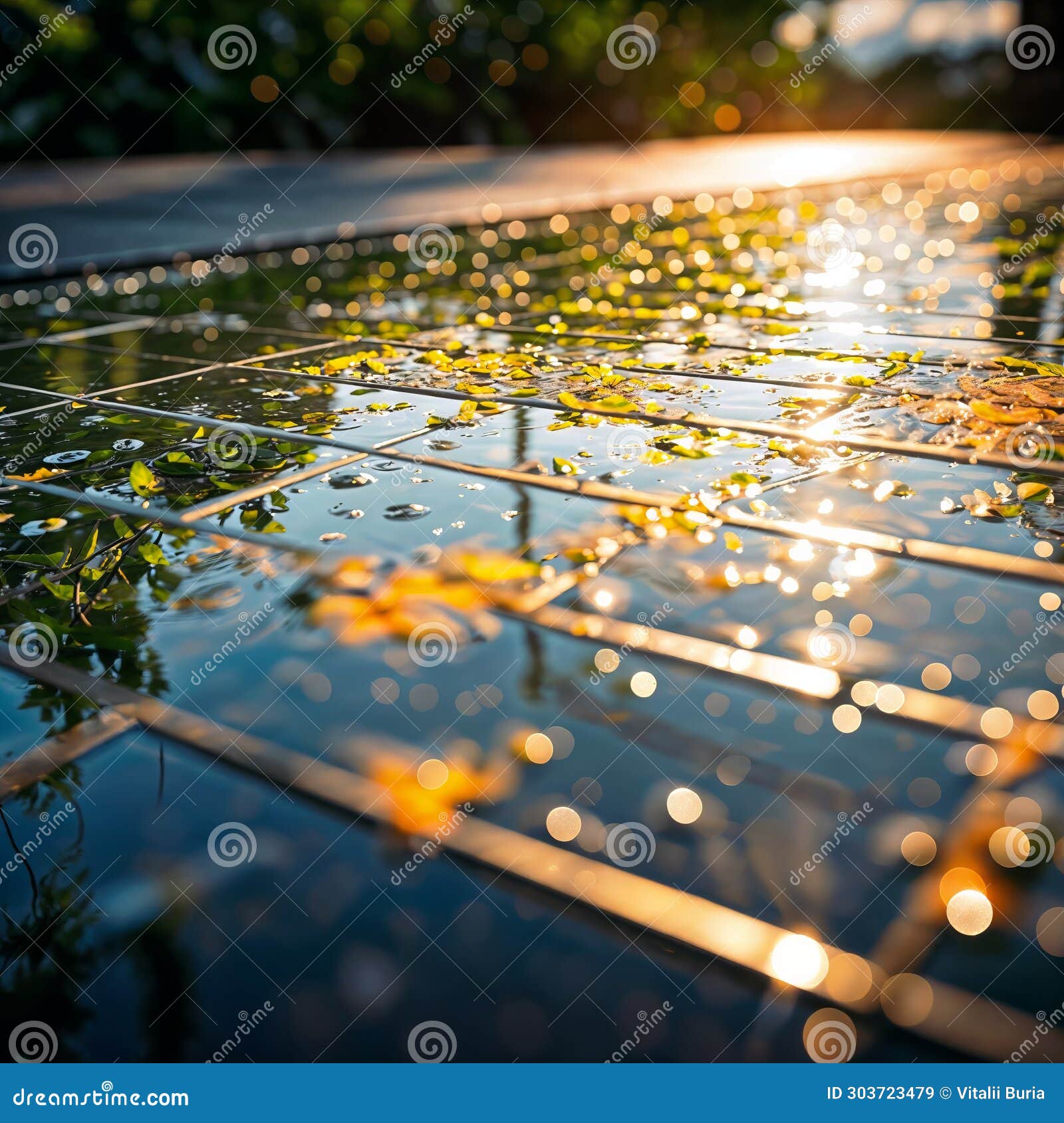 Reflecting Tranquility: Pool with Sunset Illumination, Generative Ai ...